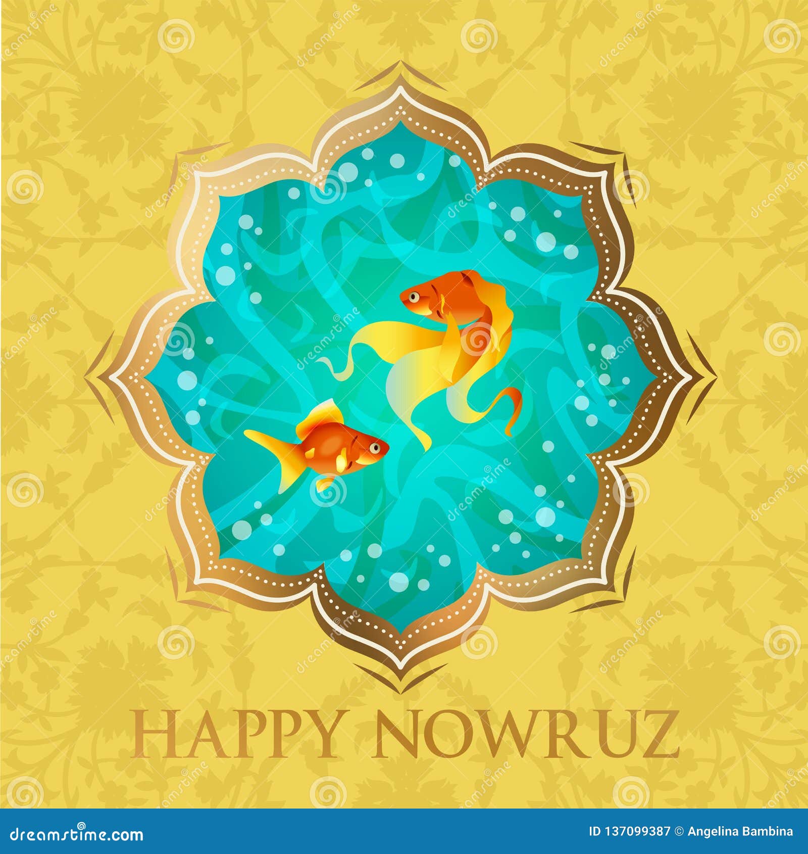 Happy Nowruz Persian New Year Illustration. Goldfish Symbol Of Life ... Happy Nowruz Persian New Year Illustration. Goldfish Symbol Of Life ...