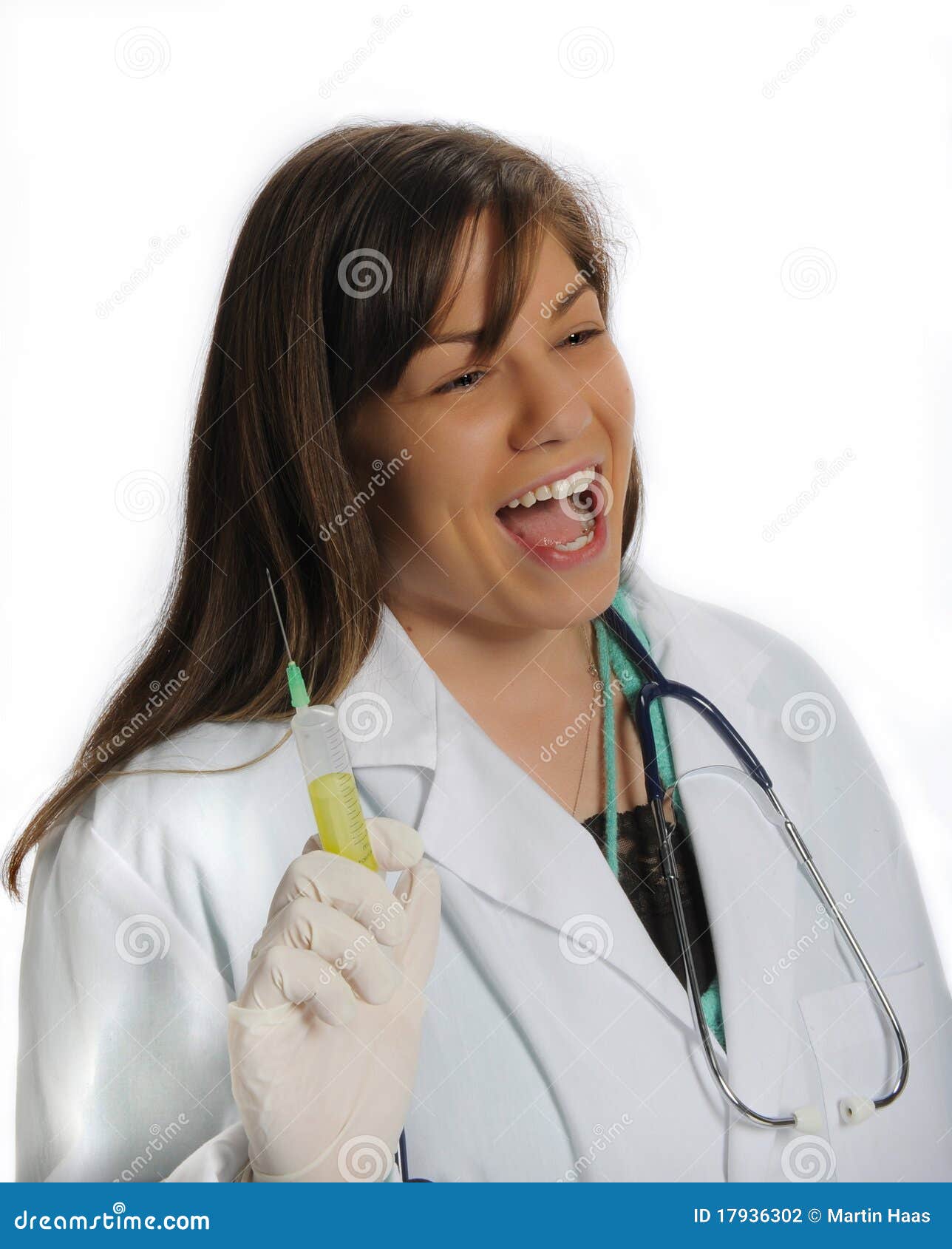 Happy Nurse with a Needle stock photo. Image of medical - 17936302