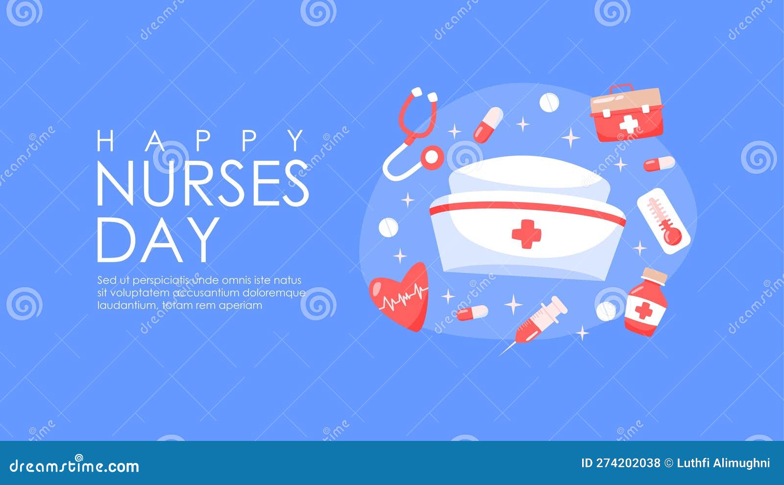 Happy Nurses Week Calligraphy Hand Lettering With Stethoscope On Blue ...