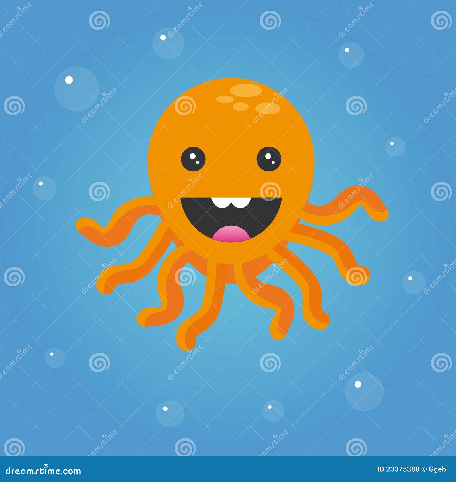 Happy octopus stock vector. Illustration of animal, character - 23375380
