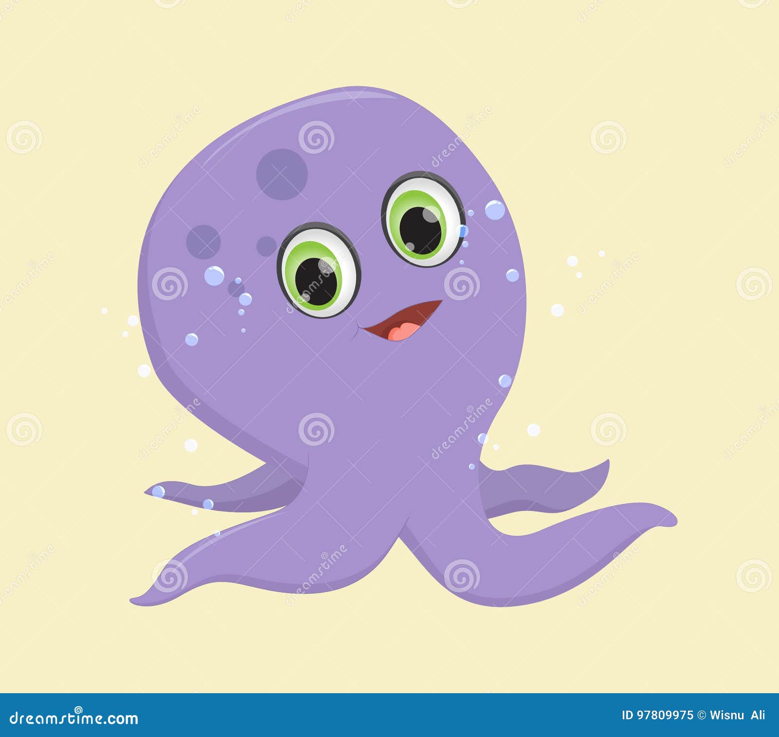 Happy Octopus cartoon stock vector. Illustration of smile - 97809975