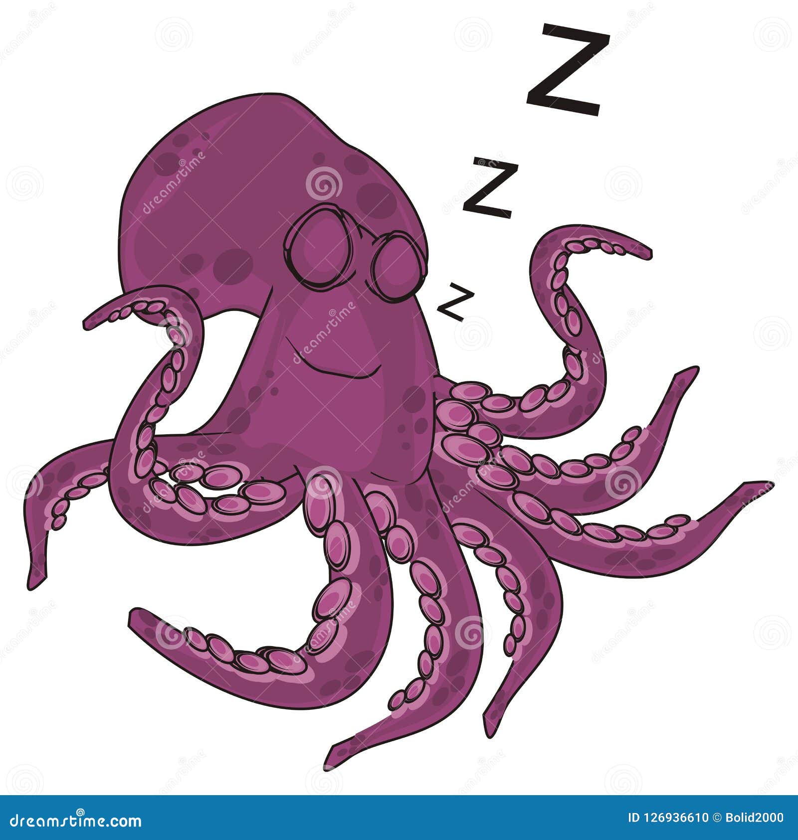Happy octopus sleeping stock illustration. Illustration of letters ...