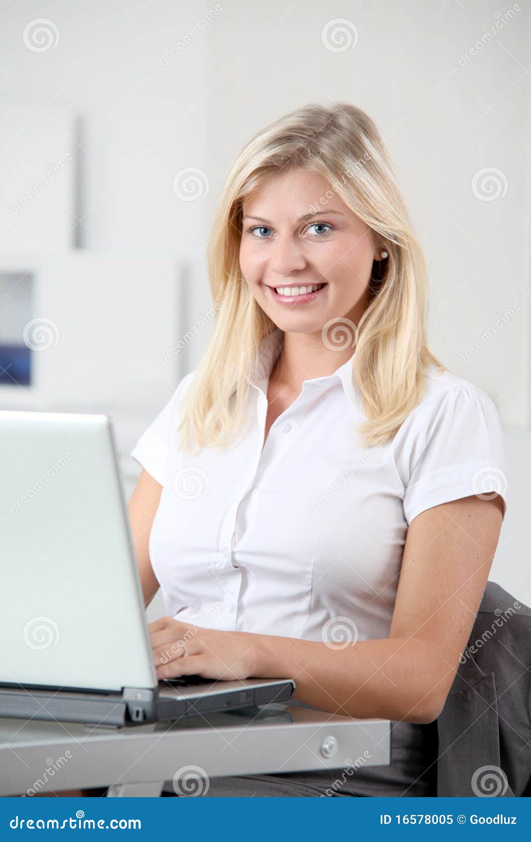 Happy office worker stock image. Image of smiling, blond - 16578005
