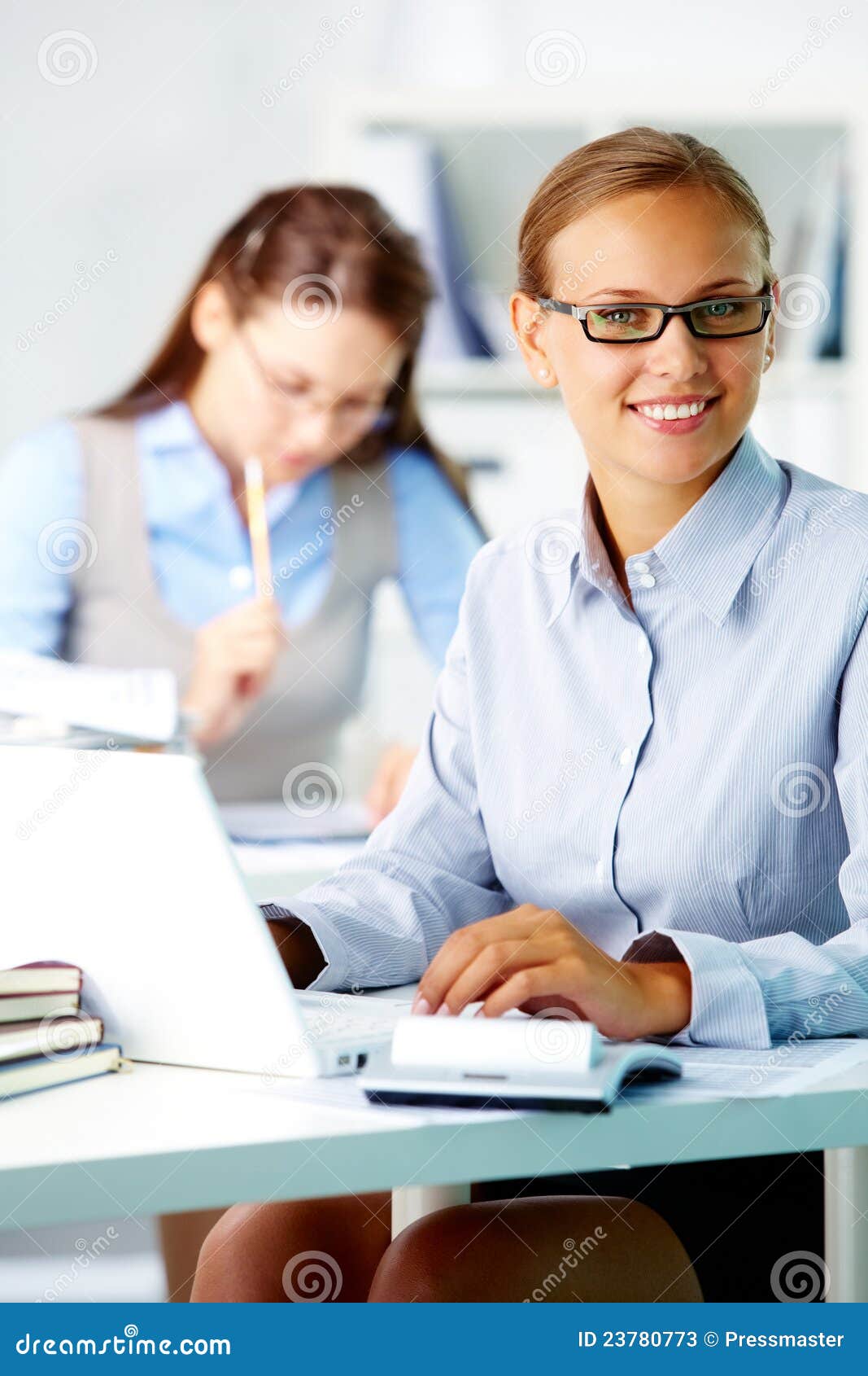 Happy office worker stock image. Image of lovely, lifestyle - 23780773