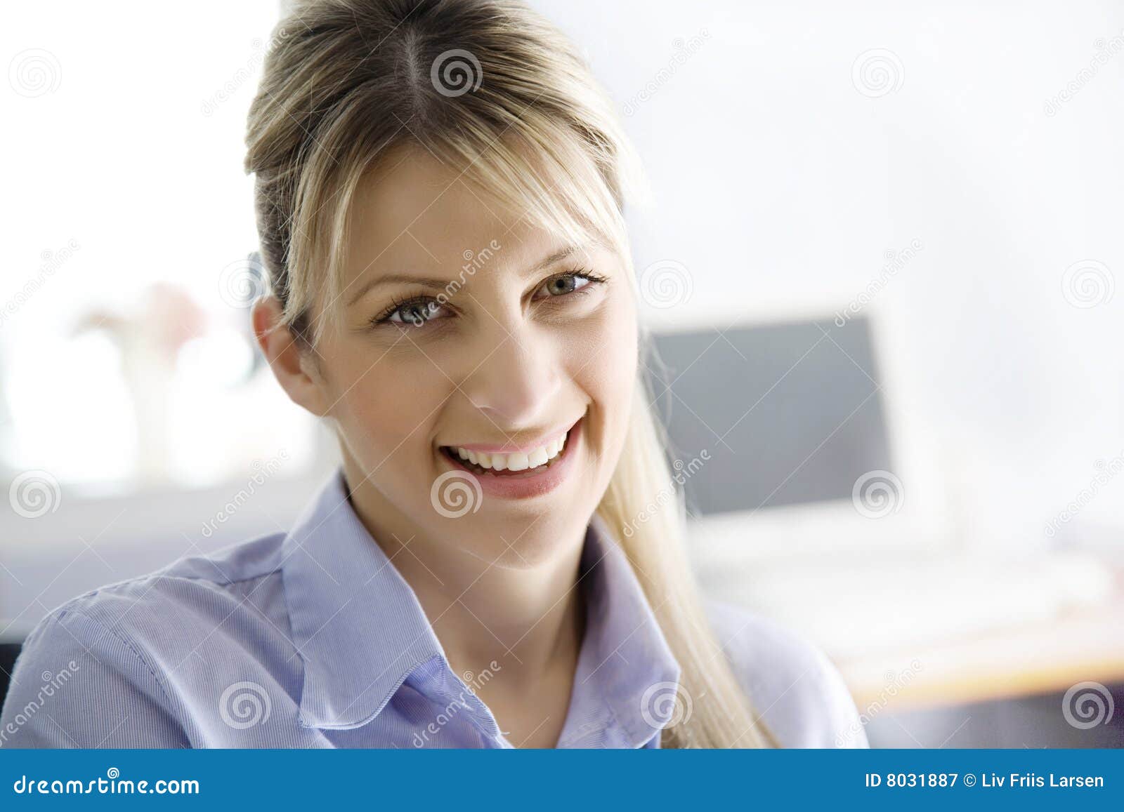 Happy office worker stock image. Image of woman, business - 8031887