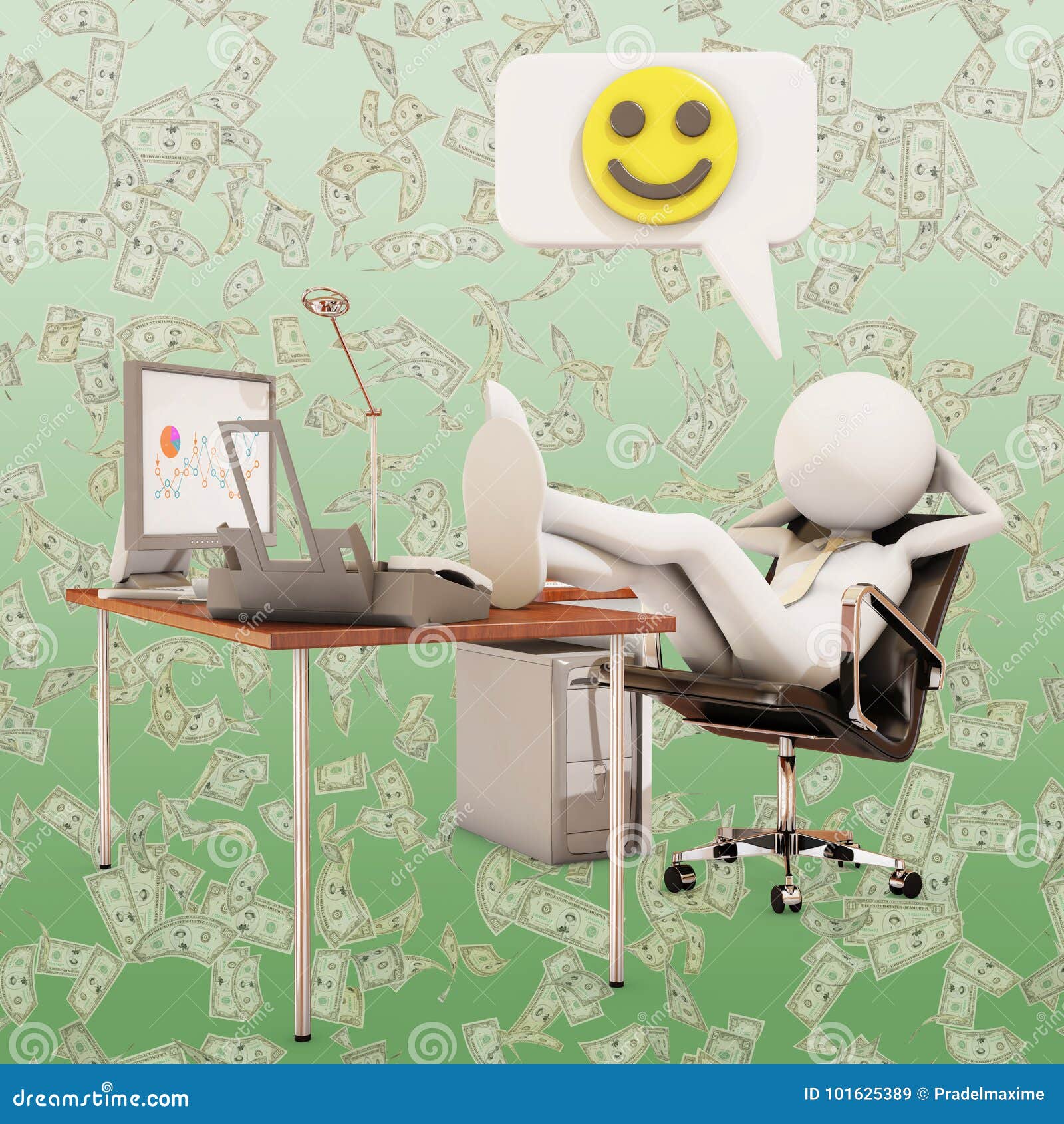 Happy office worker stock illustration. Illustration of office - 101625389
