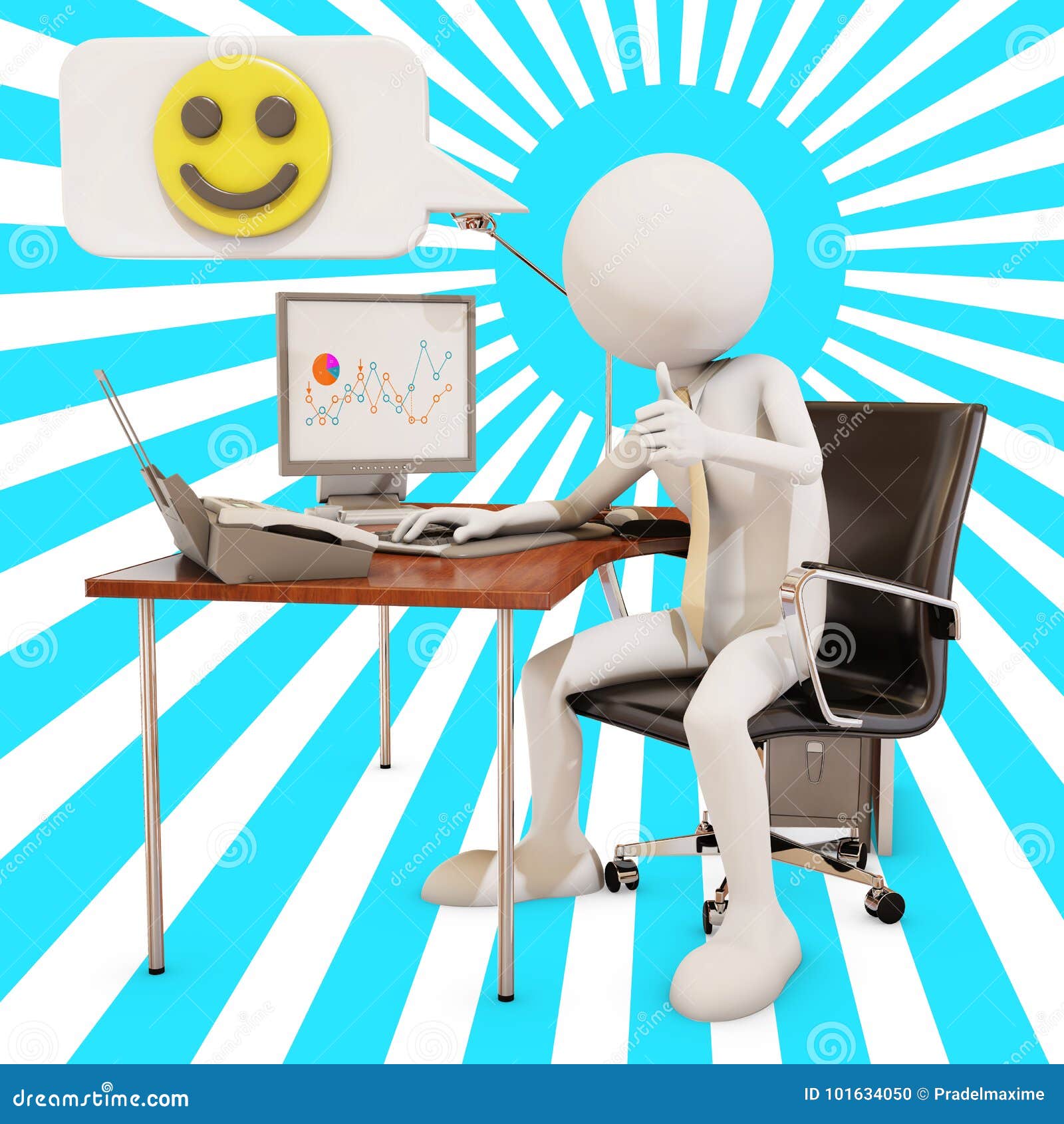 Happy office worker stock illustration. Illustration of standing ...