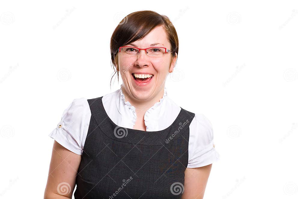 Happy Office Worker, Smiley Face, Isolated Stock Photo - Image of face ...