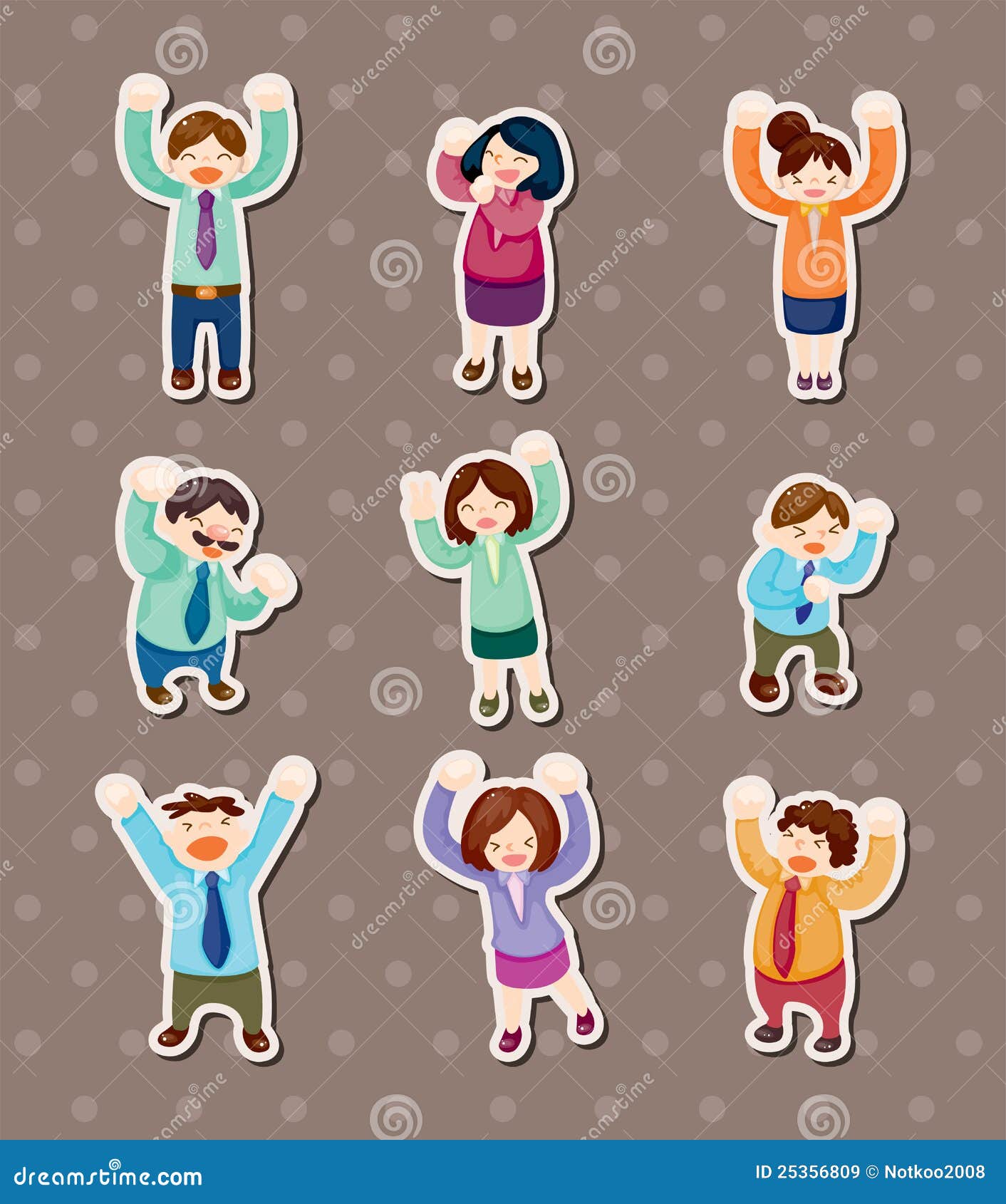 Happy Office Worker Stickers Stock Vector - Illustration of person ...