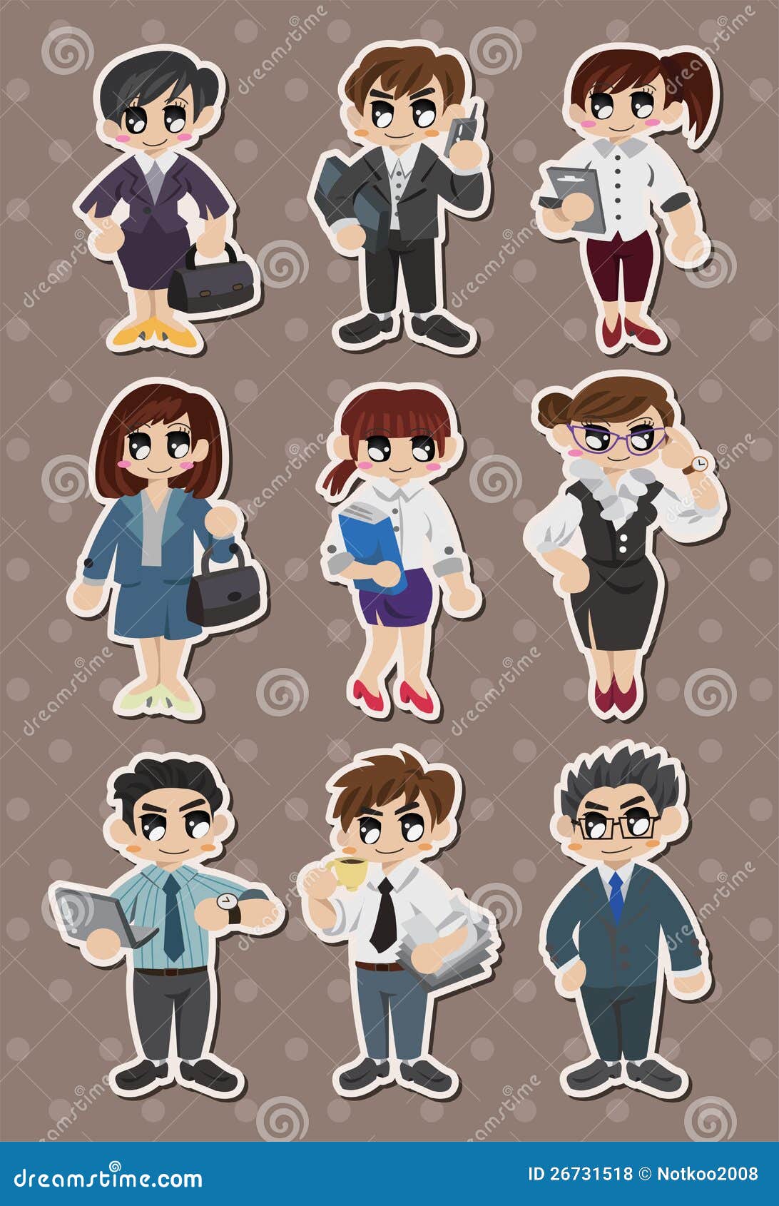 Happy Office Worker Stickers Stock Vector - Illustration of internet ...