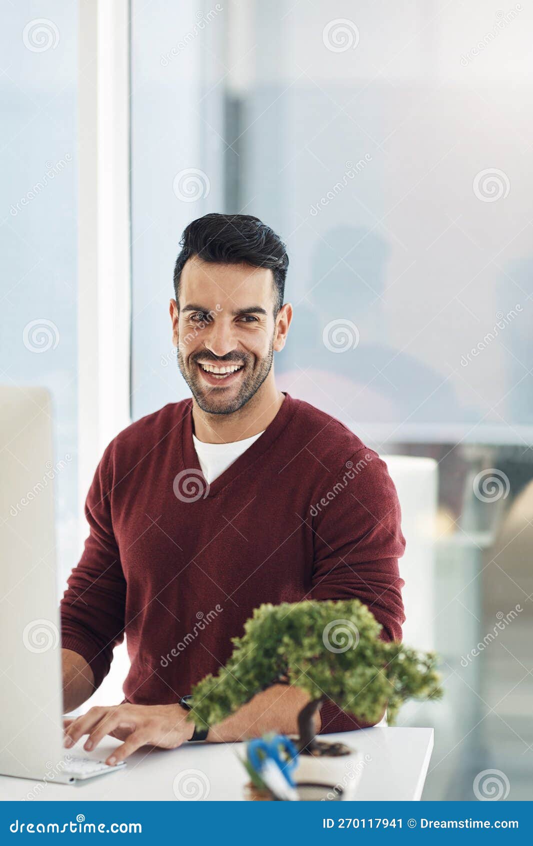 Happy Office, Happy Worker. a Young Businessman in the Office. Stock ...