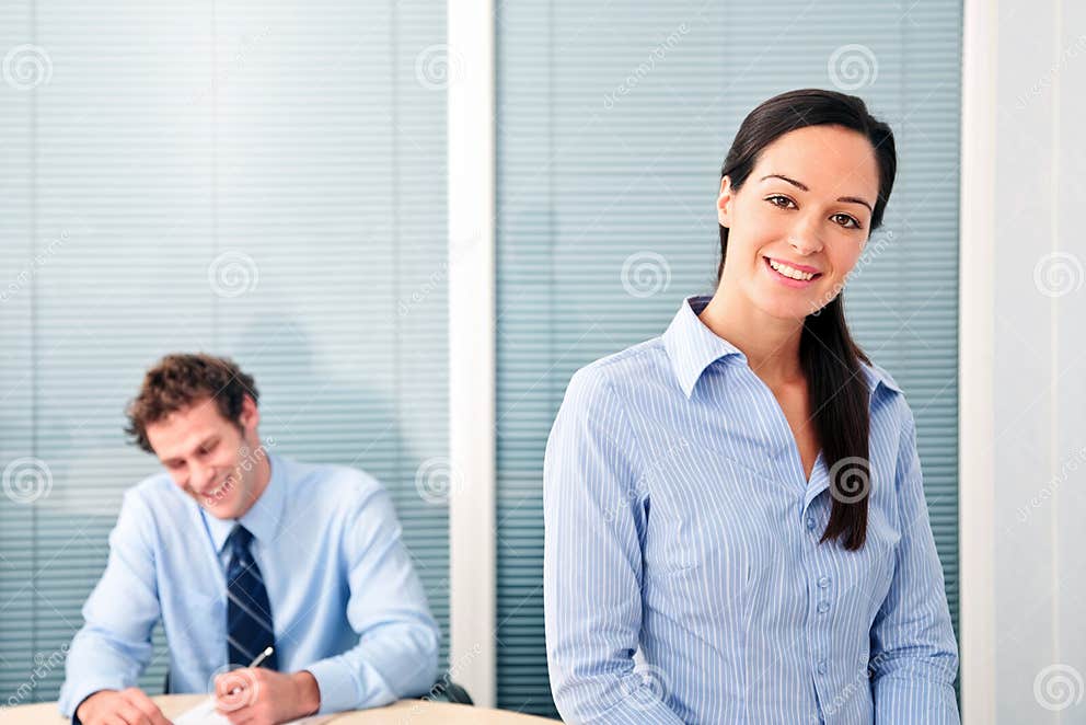 Happy office workers stock image. Image of color, bright - 14461543
