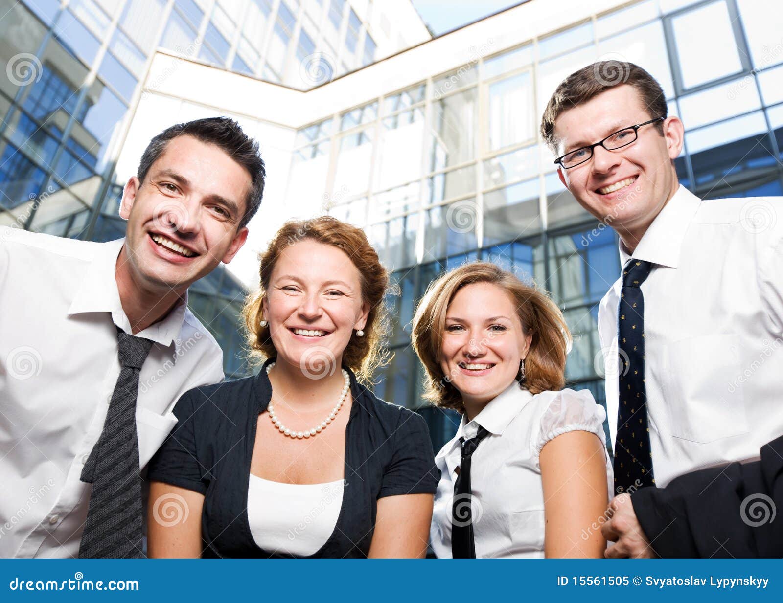 Happy office workers stock image. Image of meeting, confident - 15561505