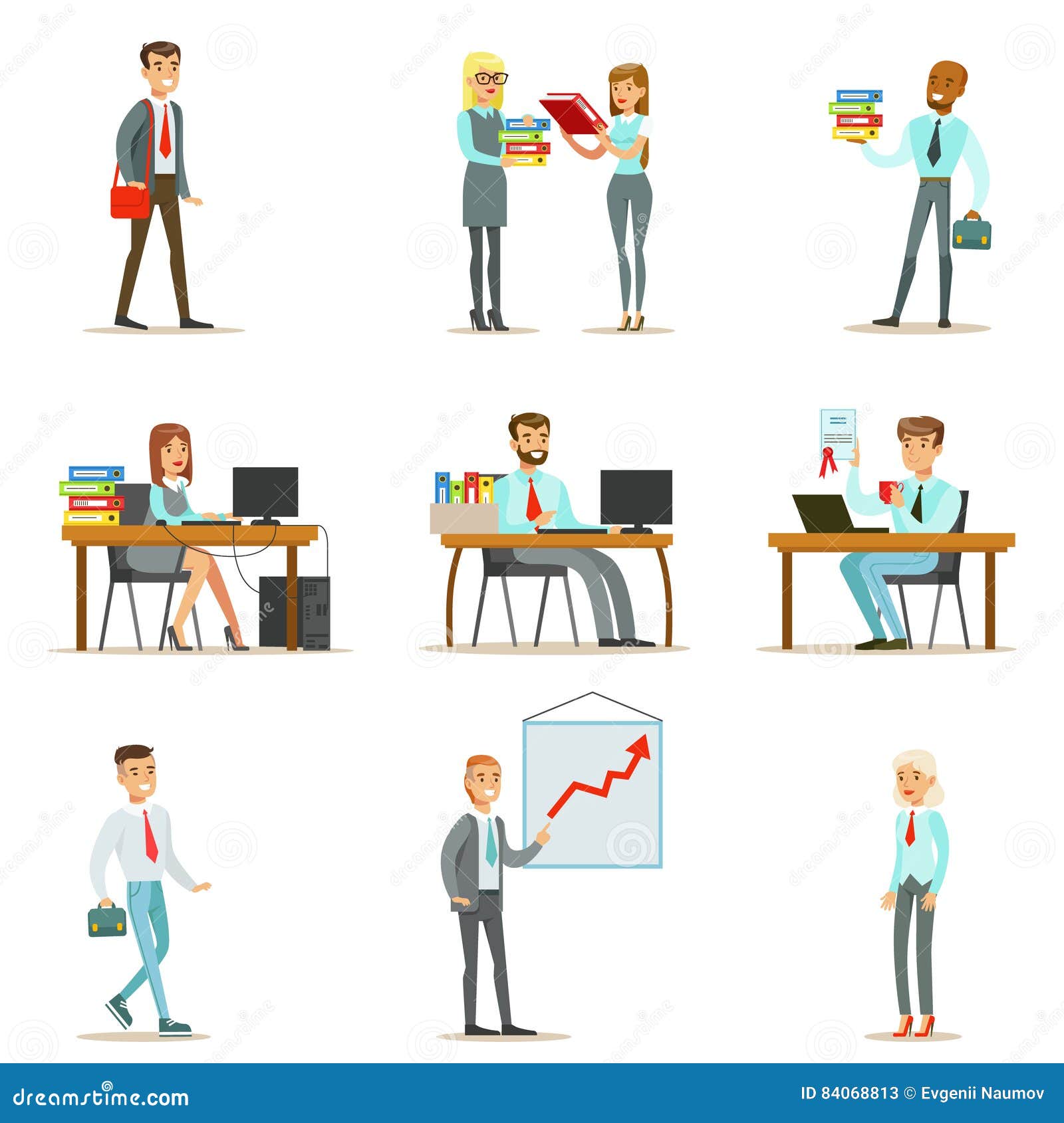 Happy Office Workers and Managers Working in the Office Space Stock ...