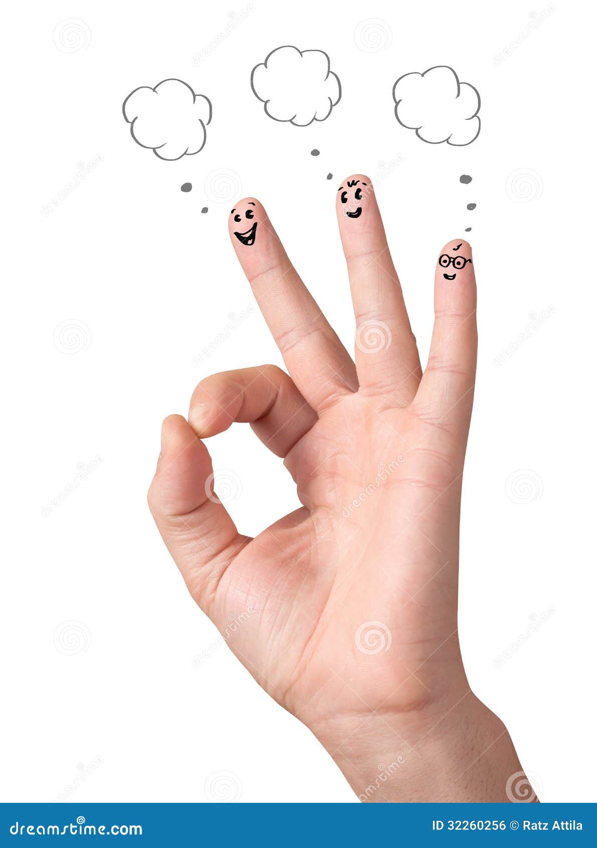Happy Ok Fingers with Speech Bubbles and Signs Stock Photo - Image of ...