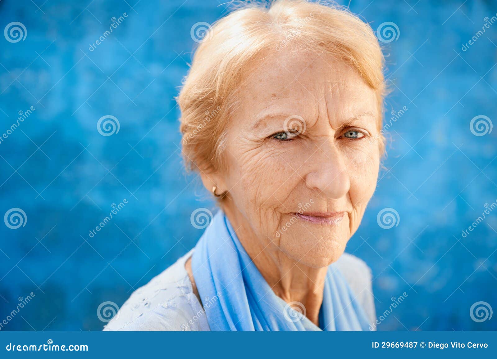Happy Old Blond Woman Smiling and Looking at Camera Stock Image - Image ...