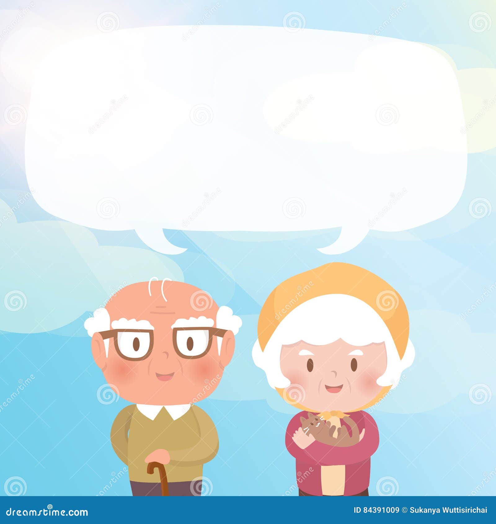 Happy Old Couple. Illustration. Stock Illustration - Illustration of ...