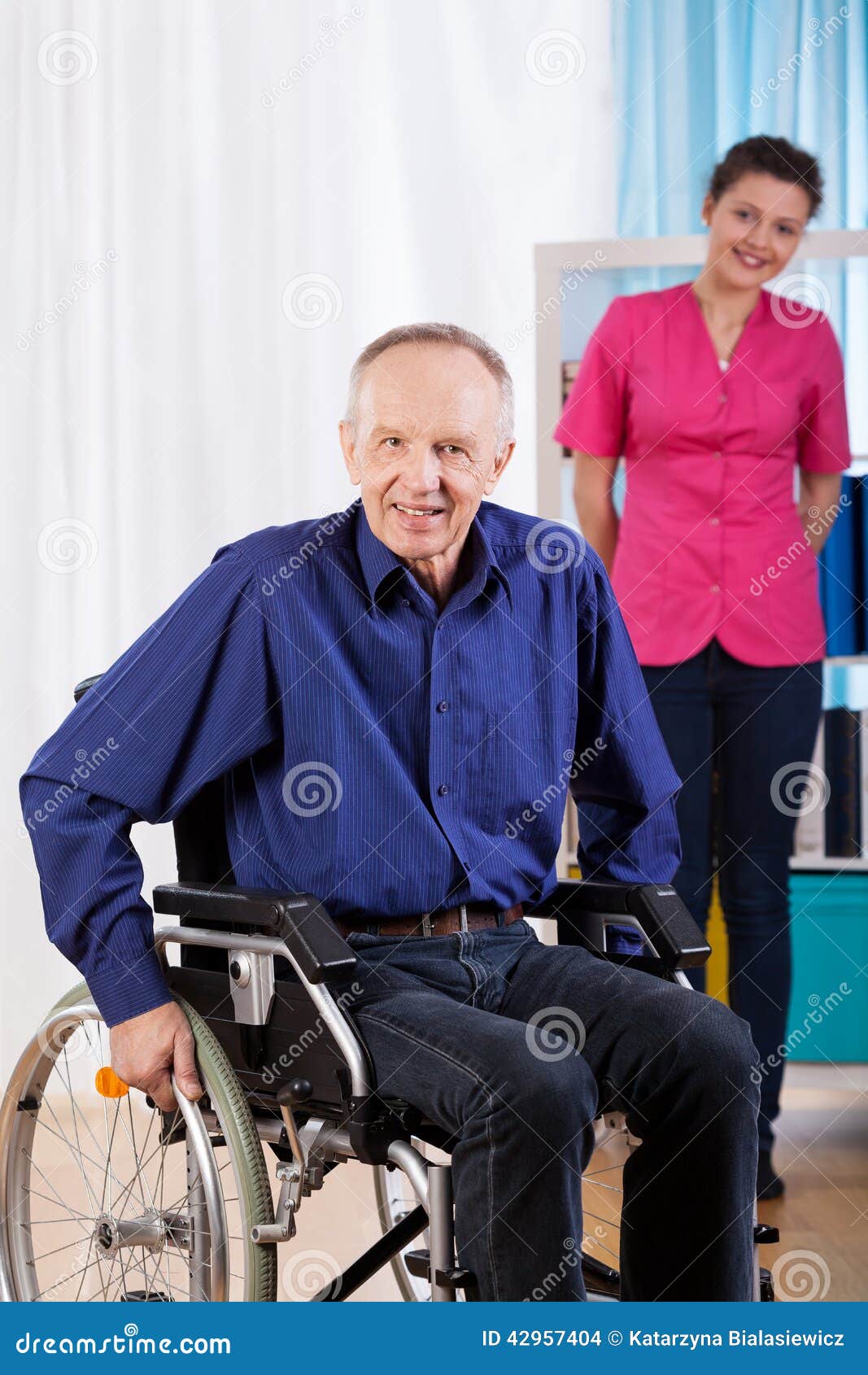 Happy old and disabled man stock photo. Image of insurance - 42957404