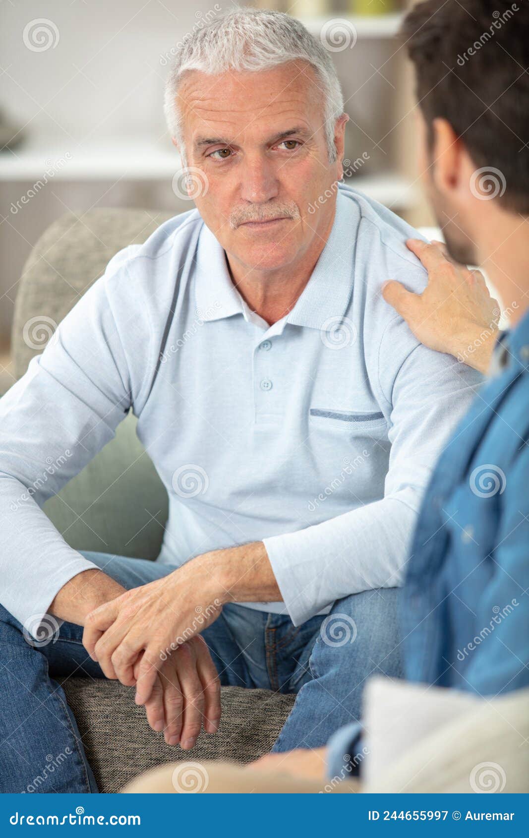 Happy Old Father and Son at Home Stock Image - Image of ...