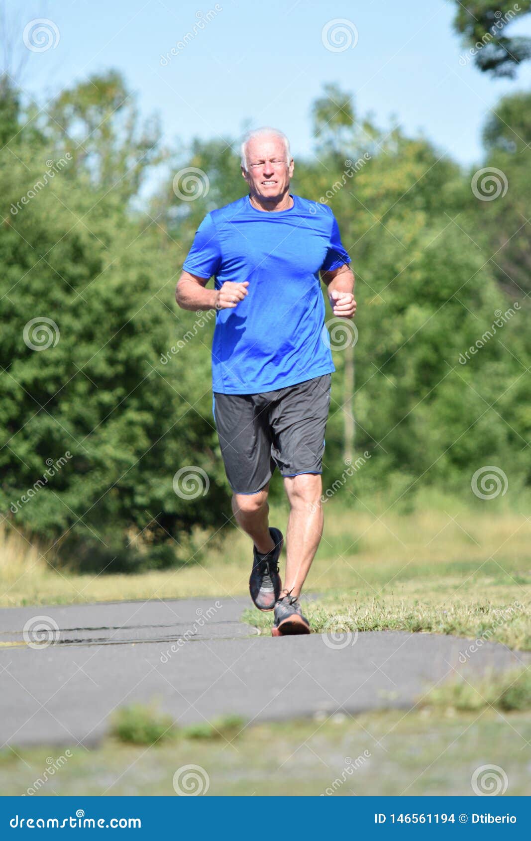 Happy Old Grandpa Running in Park Stock Photo - Image of senior ...