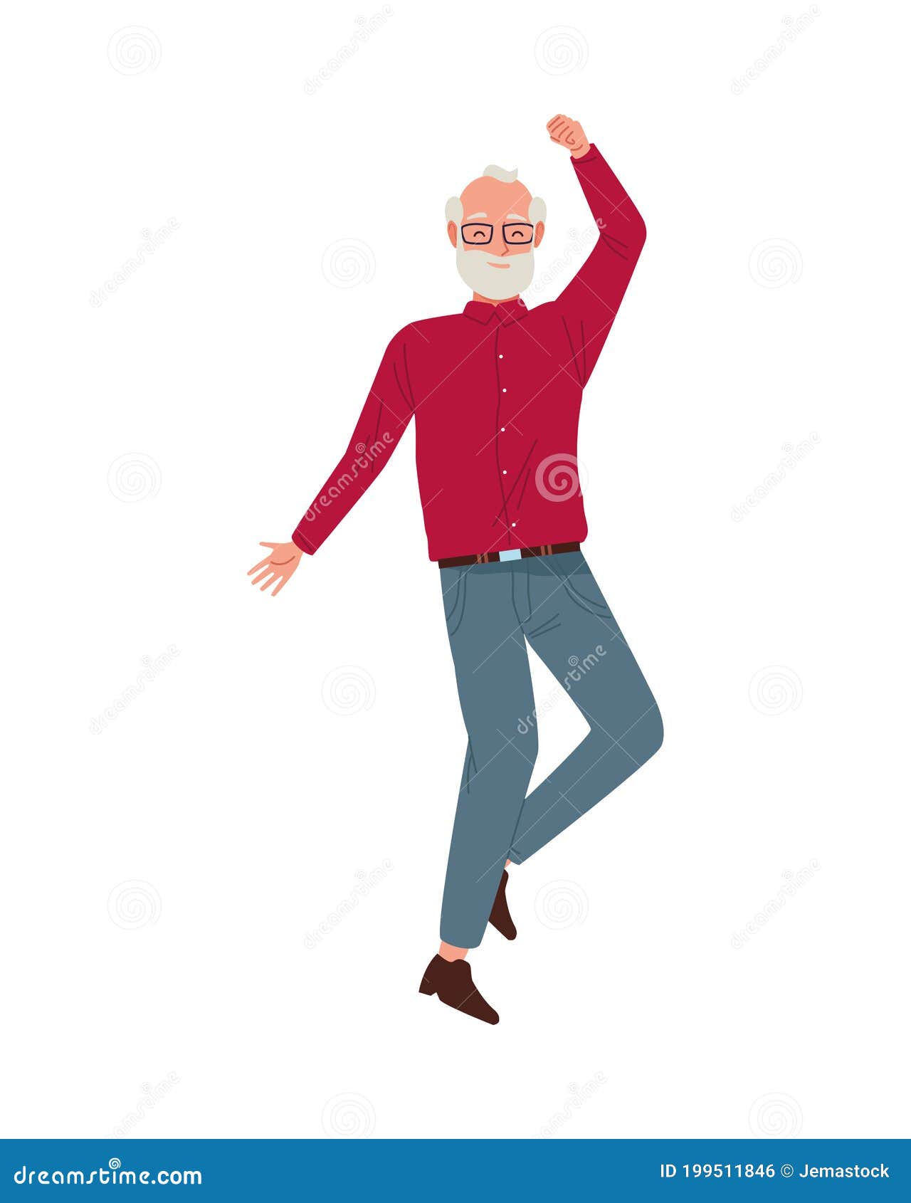 Happy Old Man Celebrating Chararacter Stock Vector - Illustration of ...