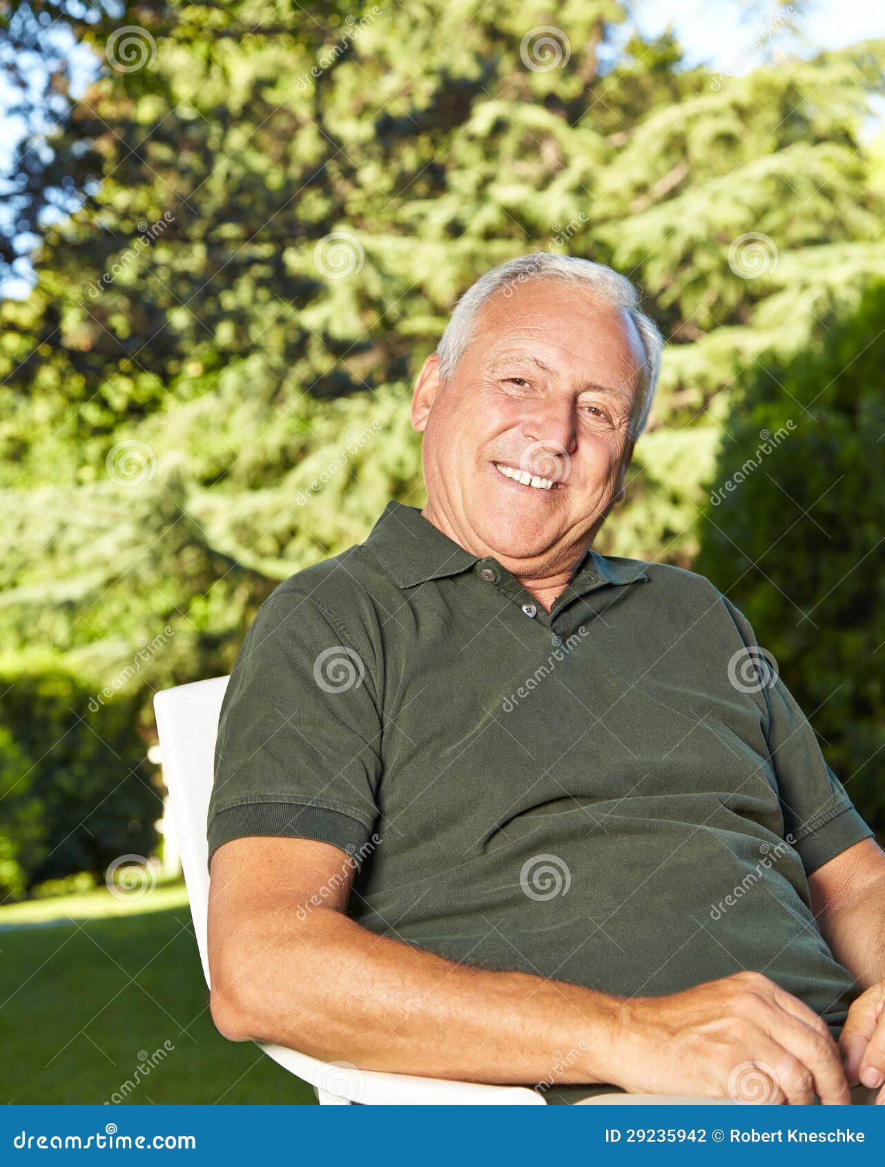 Happy old man in a garden stock photo. Image of retiree - 29235942