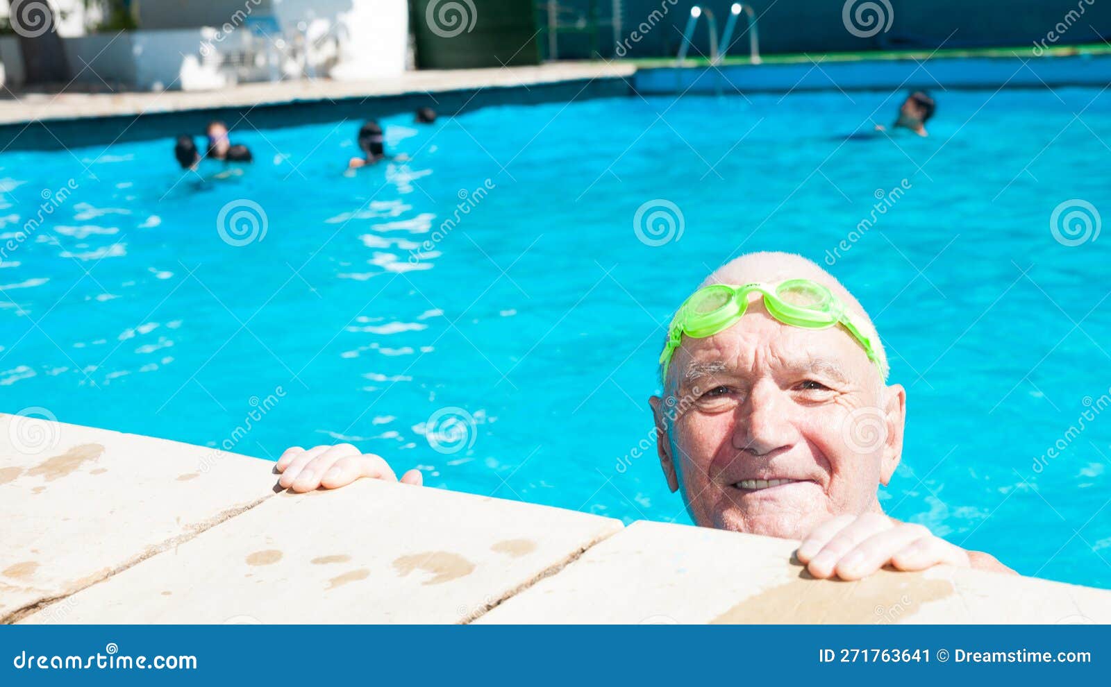 Happy Old Man Posing in Swimming Pool Stock Image - Image of spanish ...