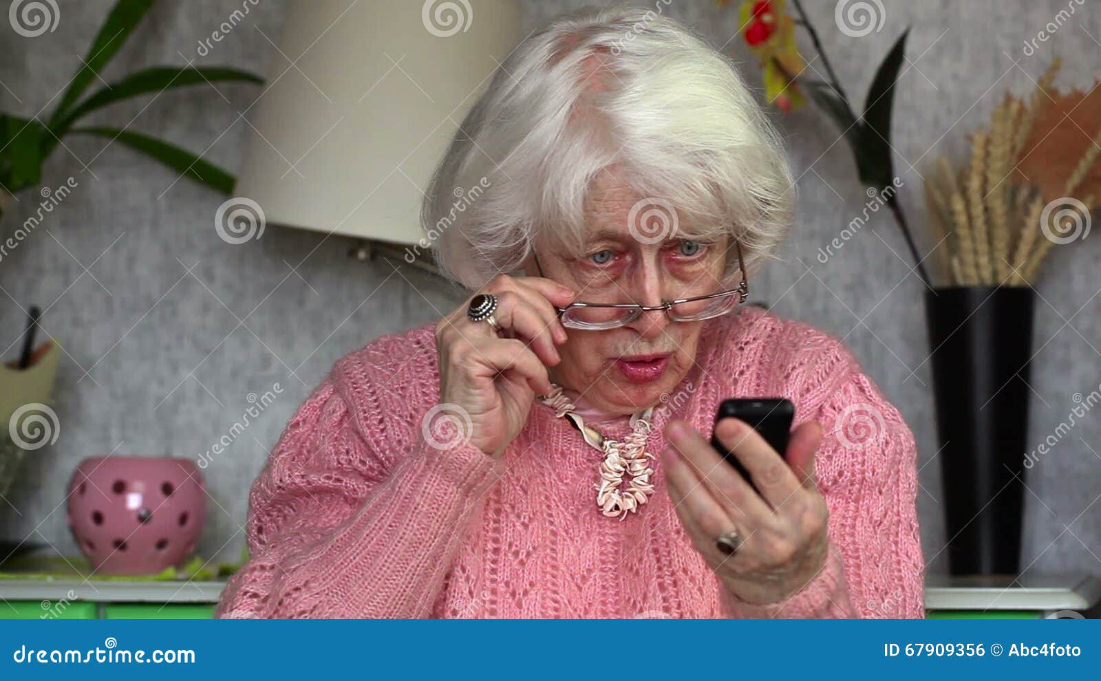 Happy Old Woman with Cell Phone Stock Footage - Video of woman, count ...