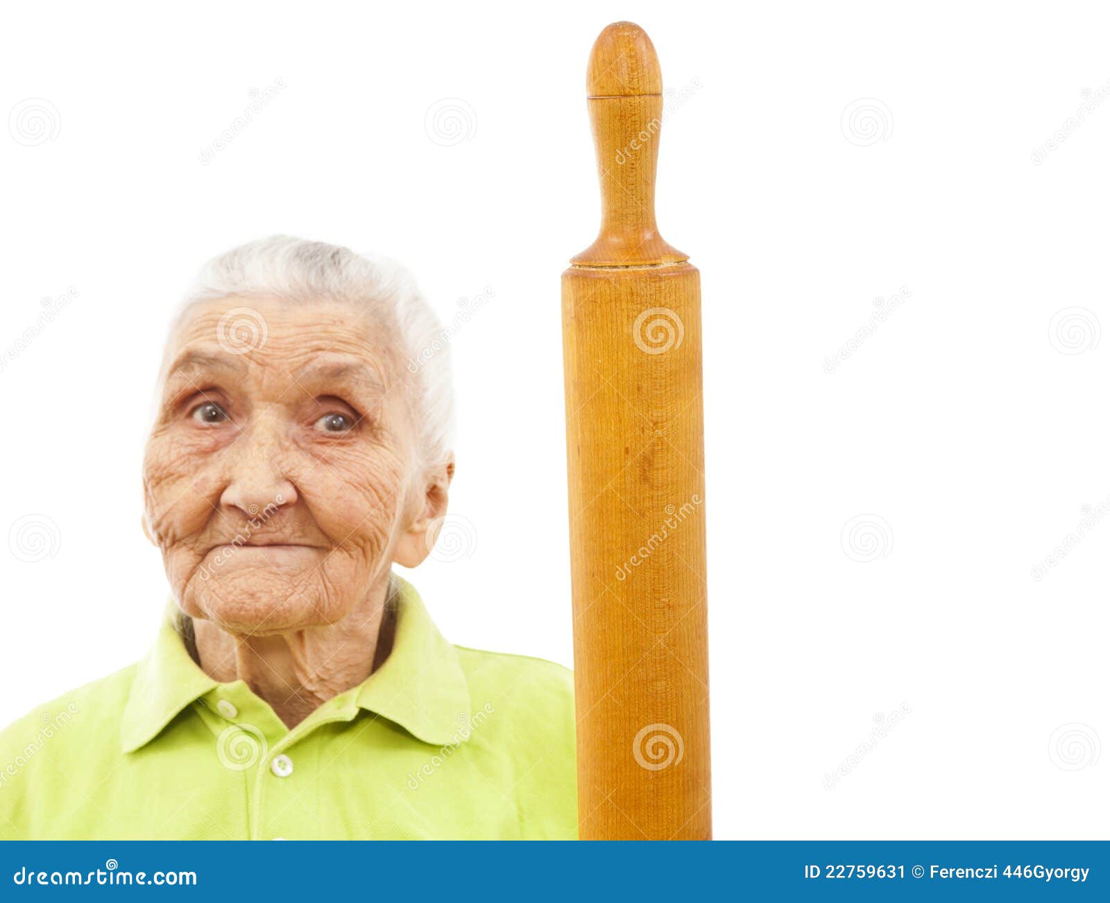 Happy Old Woman with a Rolling Pin Stock Image - Image of copy ...