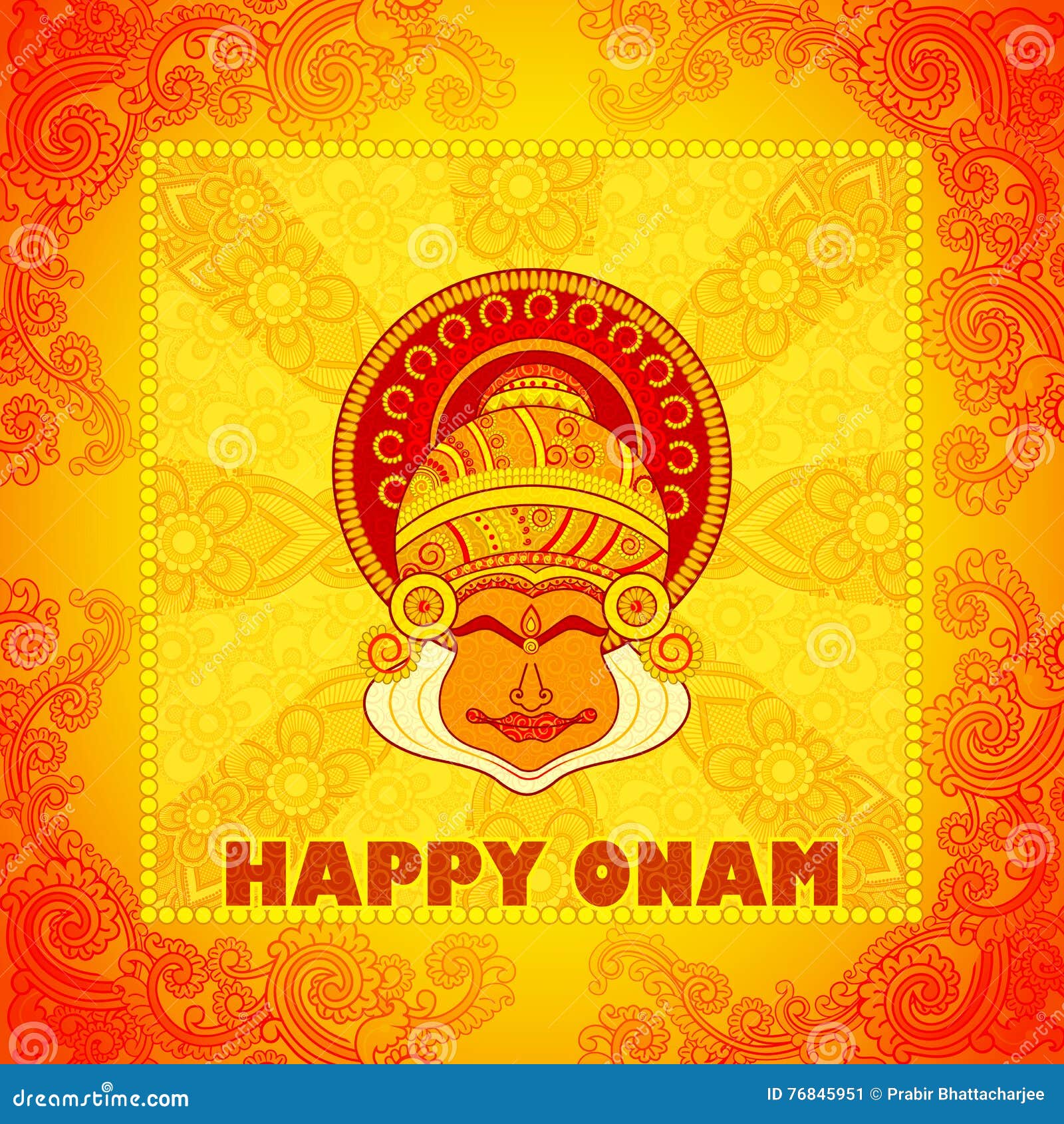 Happy Onam Background In Indian Art Style Cartoon Vector ...