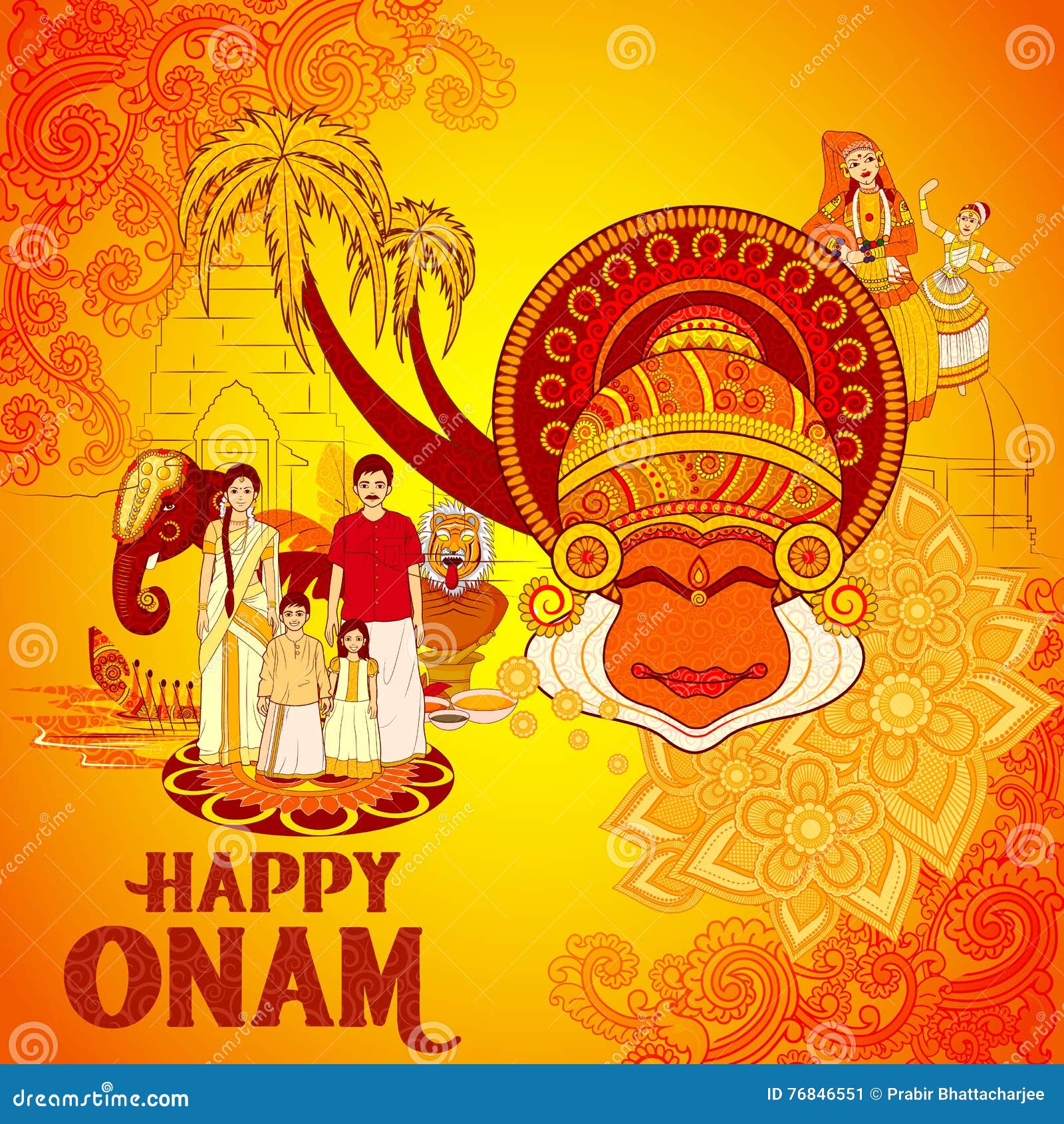 Onam Background Vector Illustration | CartoonDealer.com #33544640