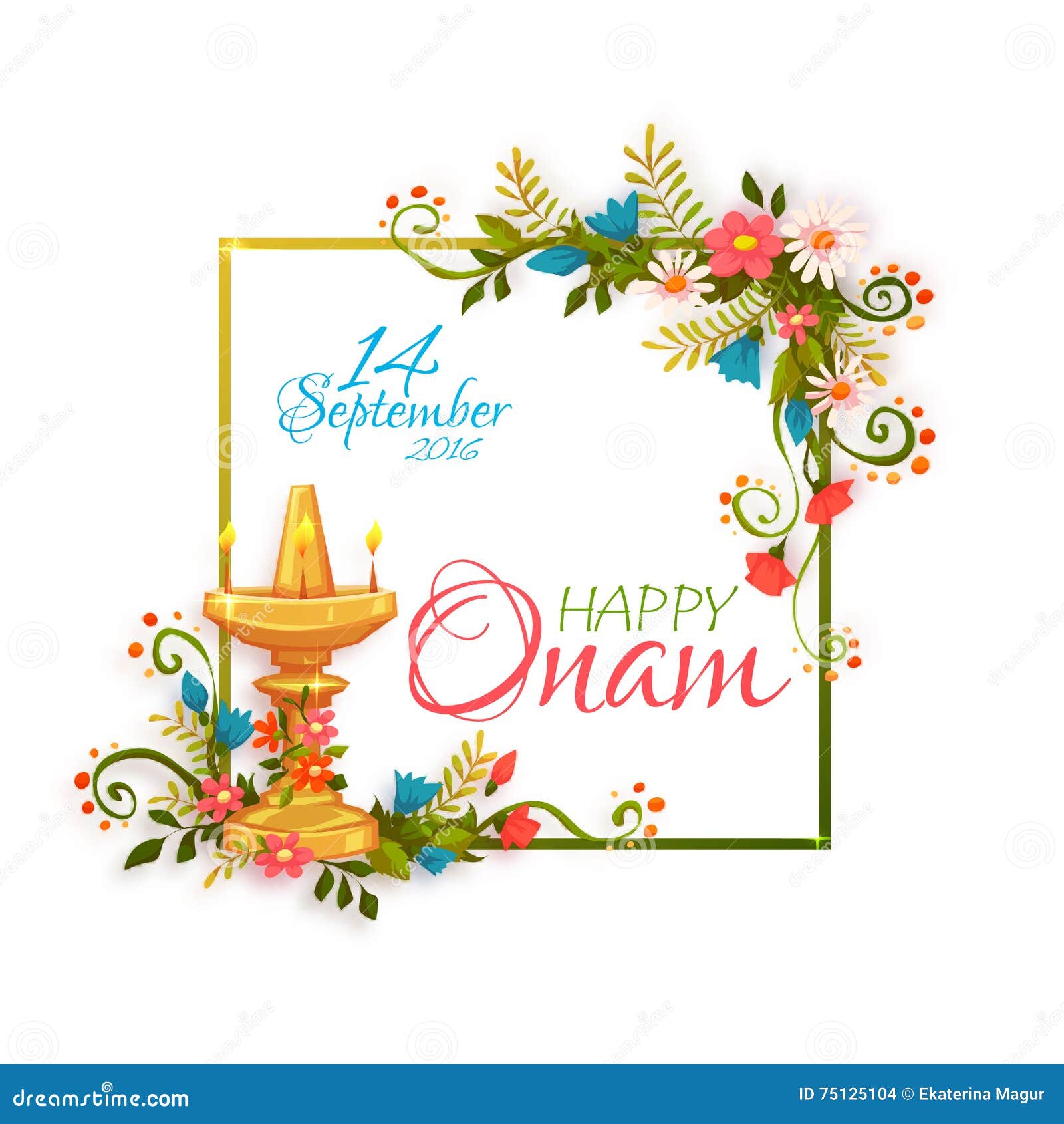 Happy Onam Banner with Frame. Vector Illustration Stock Vector ...