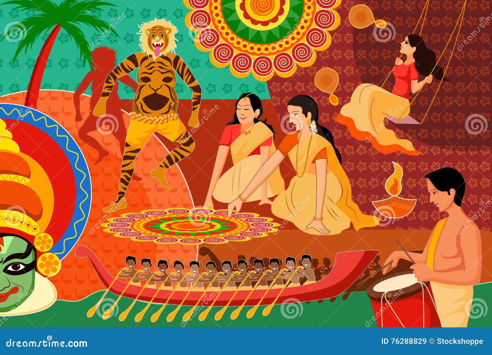 Happy Onam Festival Celebration Background Stock Vector - Illustration ...