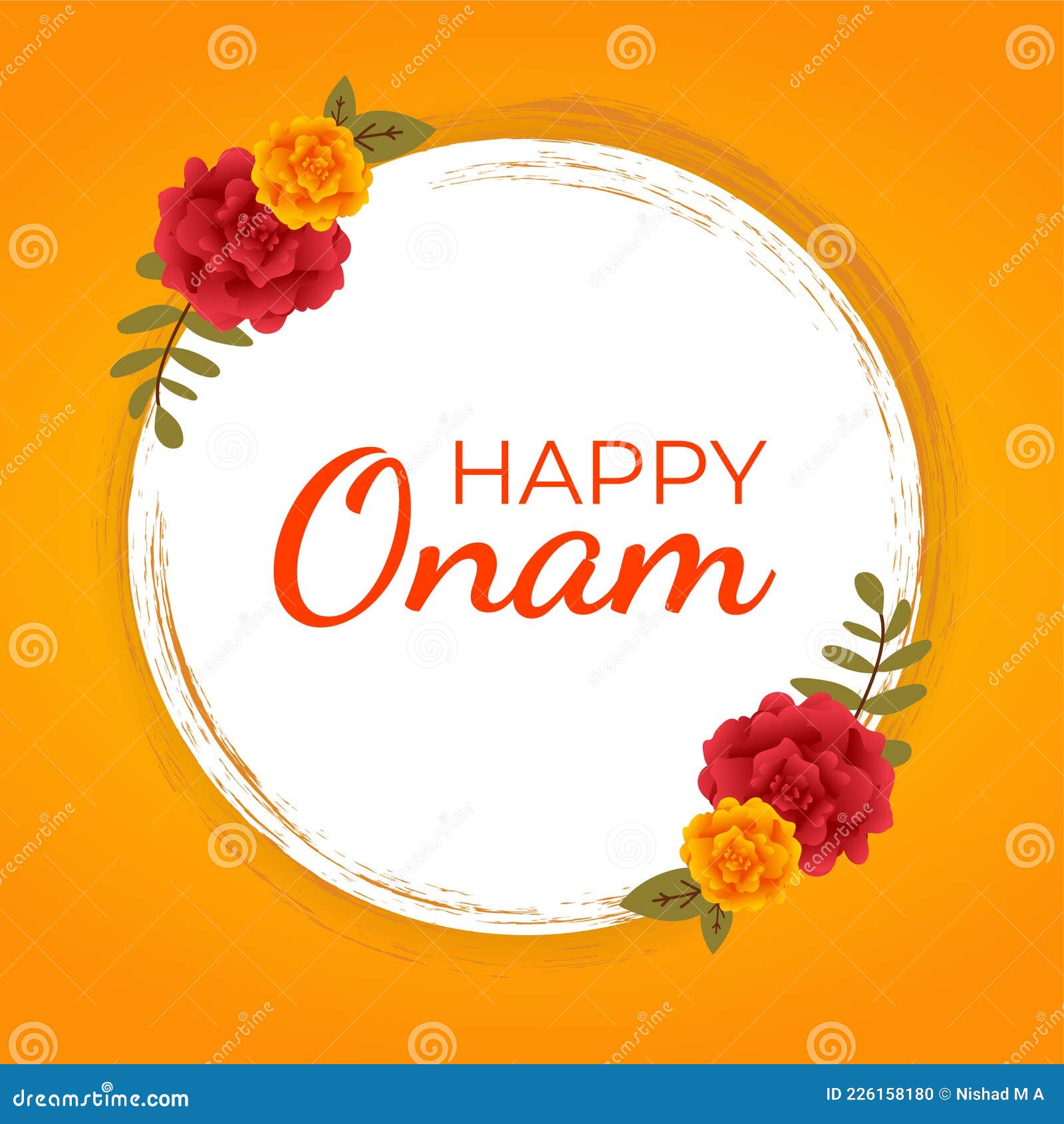 Happy Onam - Floral Round Wreath Stock Vector - Illustration of brand ...