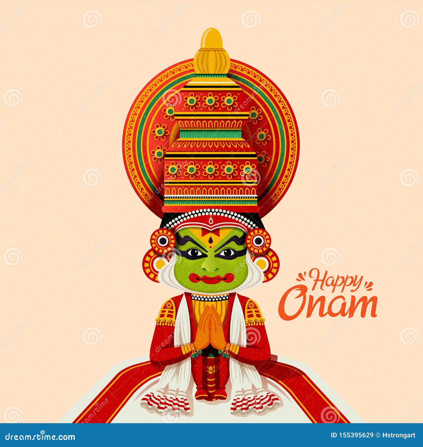 Happy Onam Kathakali Dancer Stock Vector - Illustration of culture ...