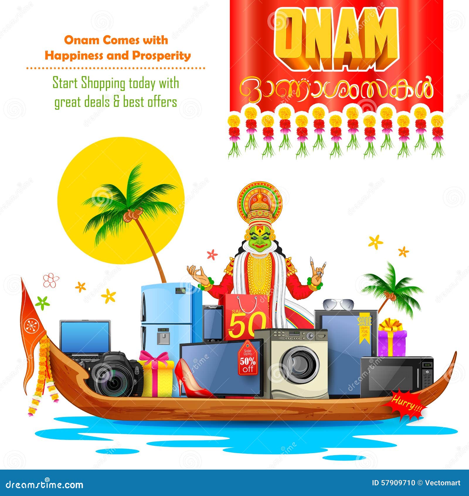Happy Onam sale offer stock vector. Illustration of onam - 57909710