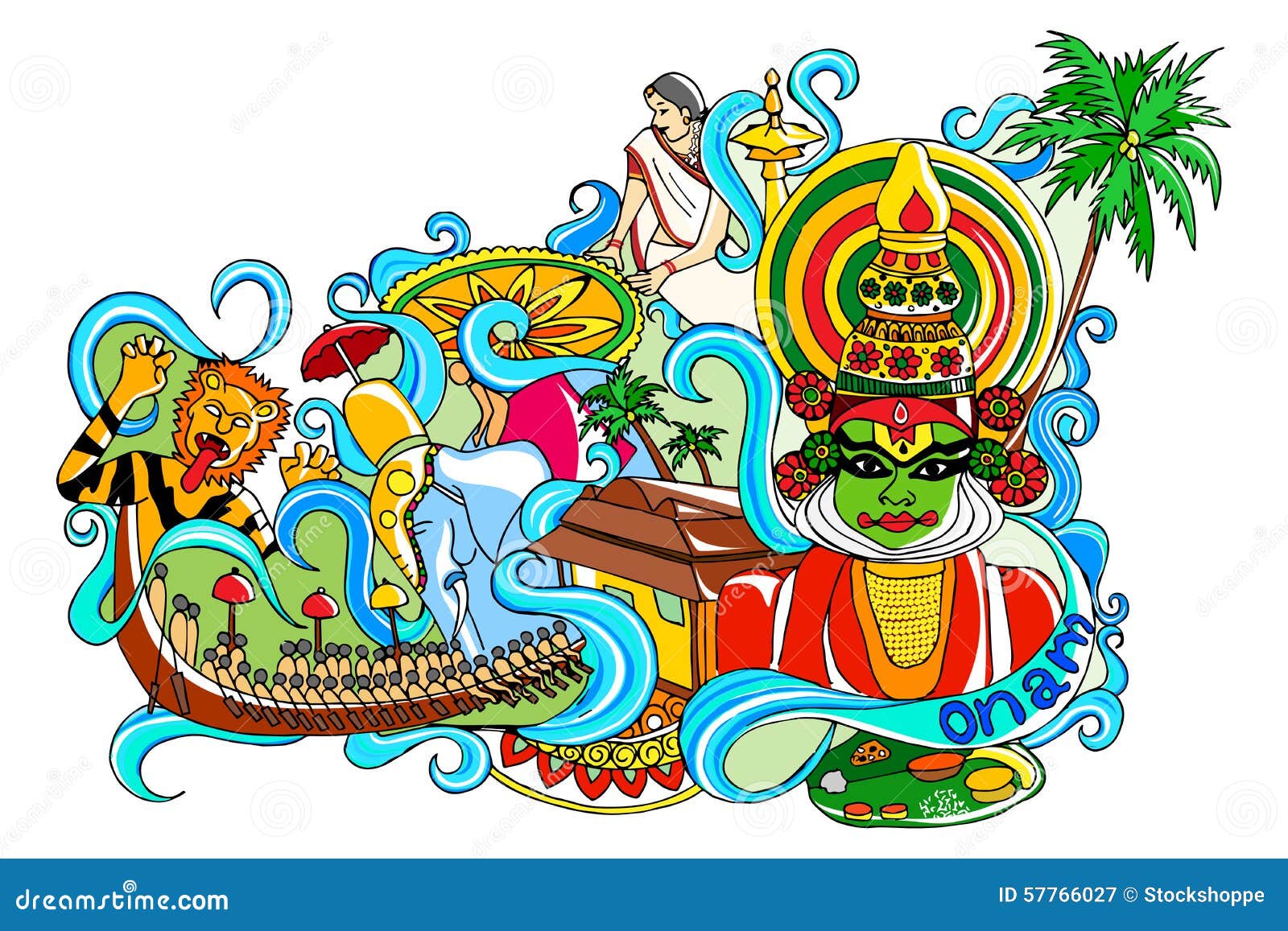 Happy Onam. Kerala Onam Festival Vector Illustration | CartoonDealer ...
