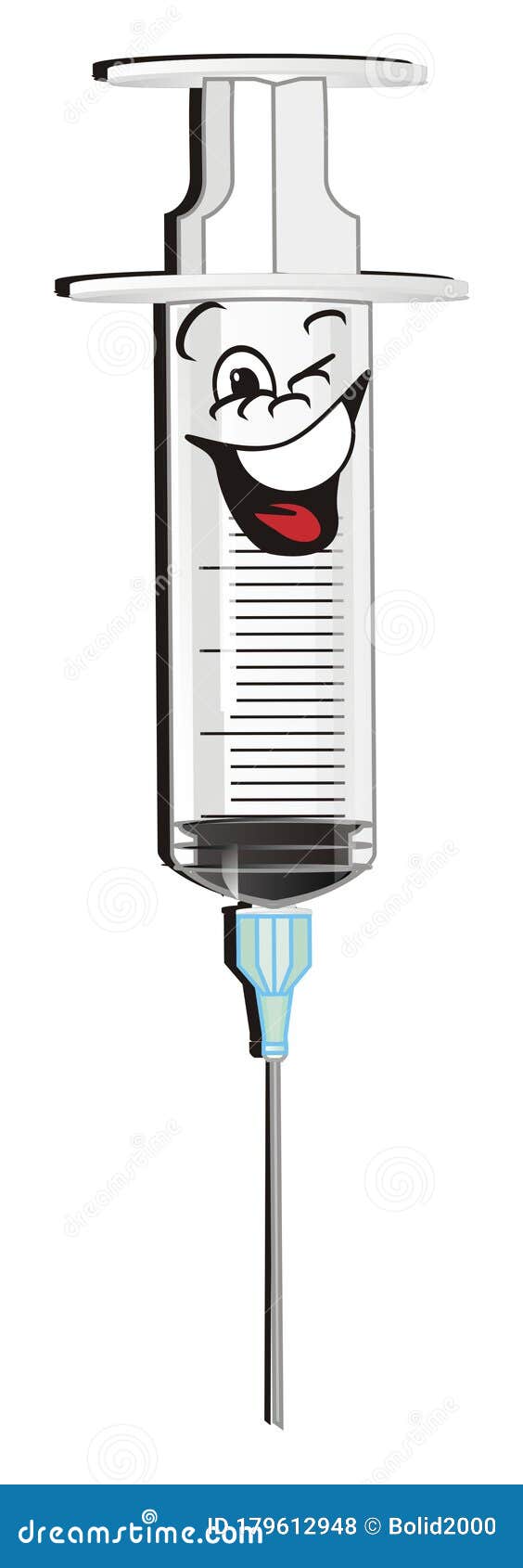 Happy one syringe stock illustration. Illustration of isolated - 179612948