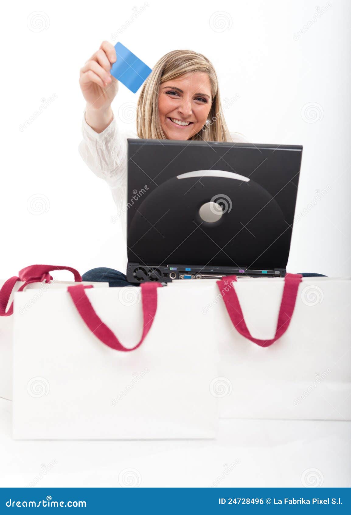Happy online shopper stock photo. Image of holding, customer - 24728496