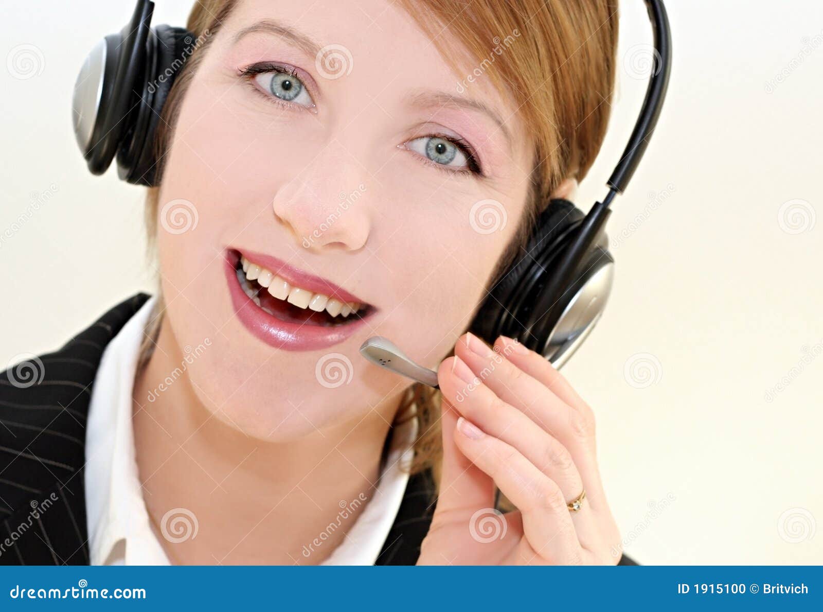Happy operator 2 stock photo. Image of blue, headset, skin - 1915100
