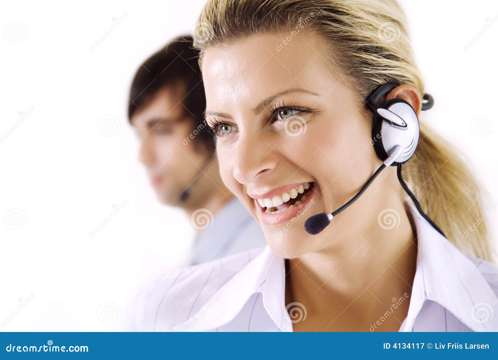 Happy operators stock image. Image of clerk, closeup, pretty - 4134117