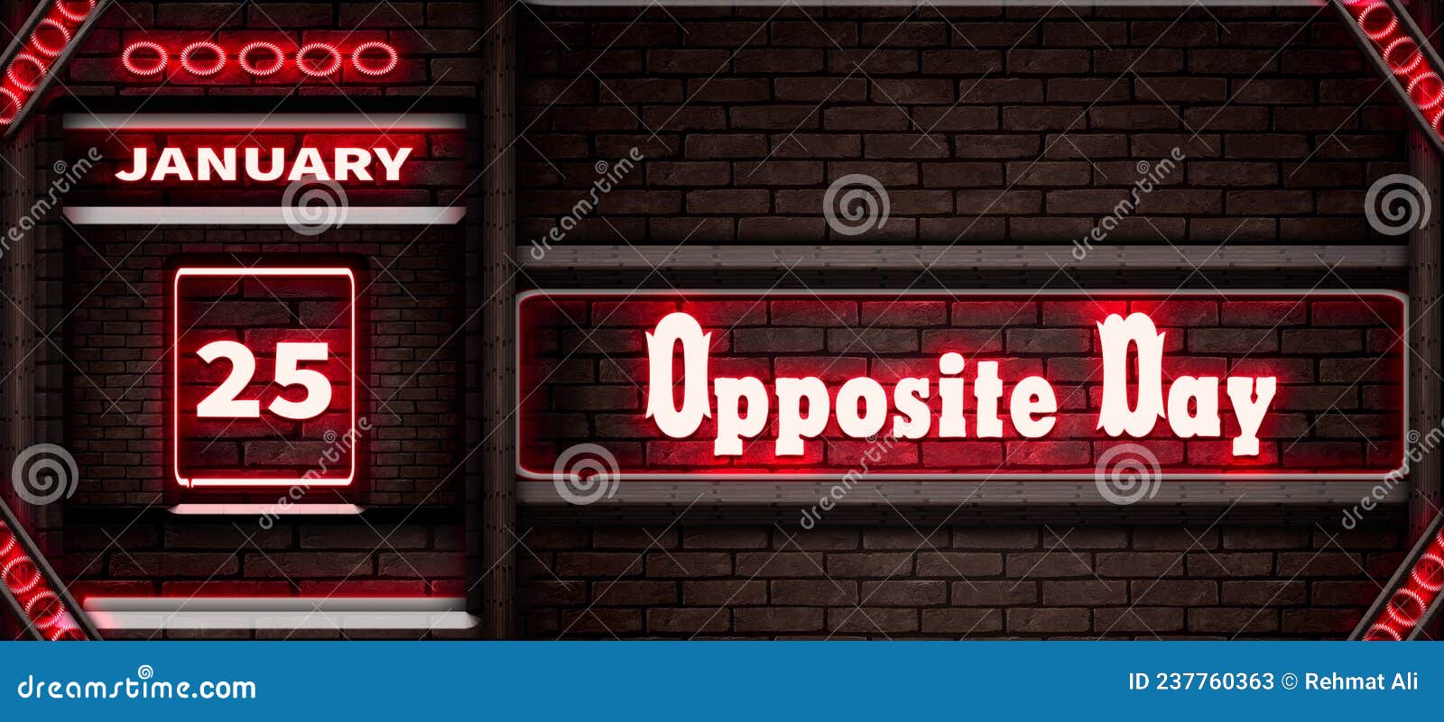 25 January, Opposite Day, Neon Text Effect on Bricks Background Stock ...