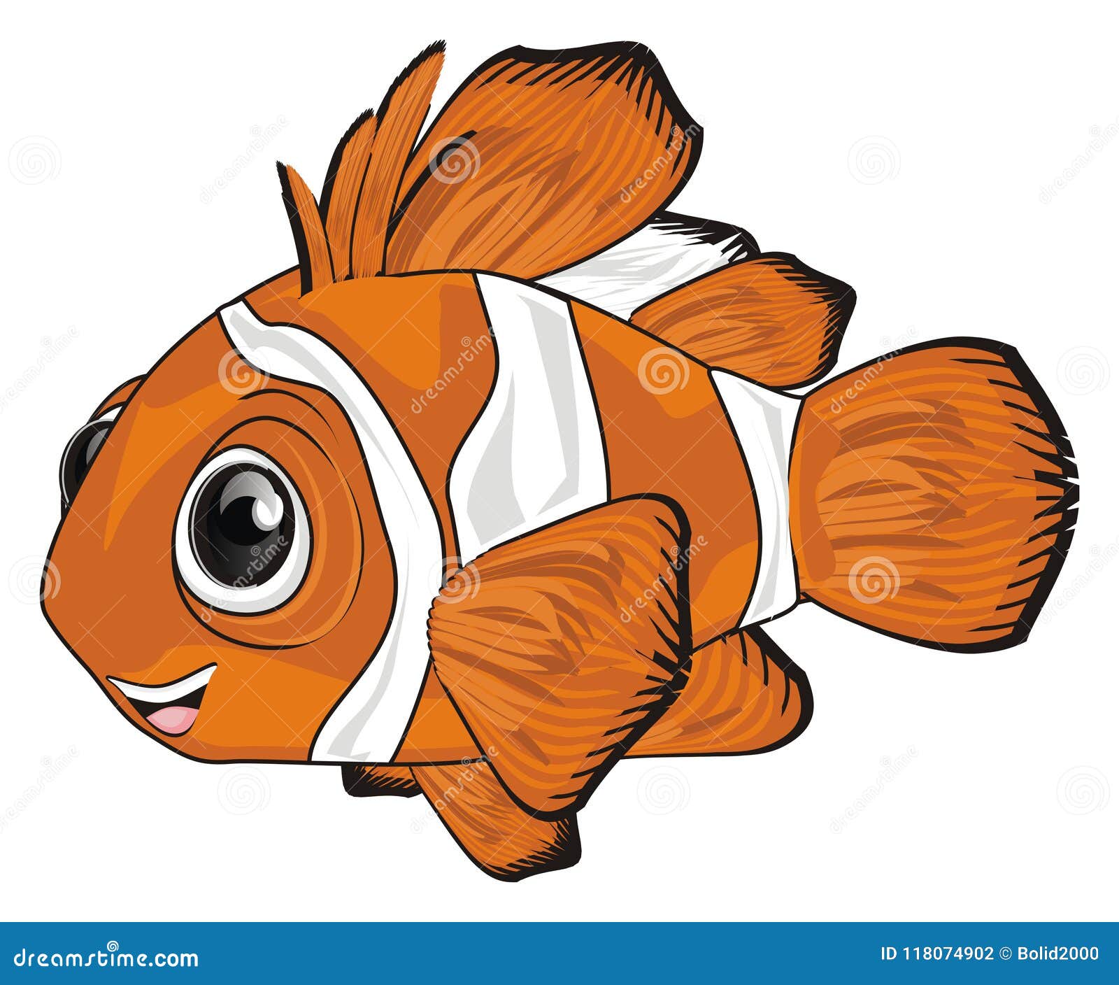 Smiling orange clownfish stock illustration. Illustration of ocean ...