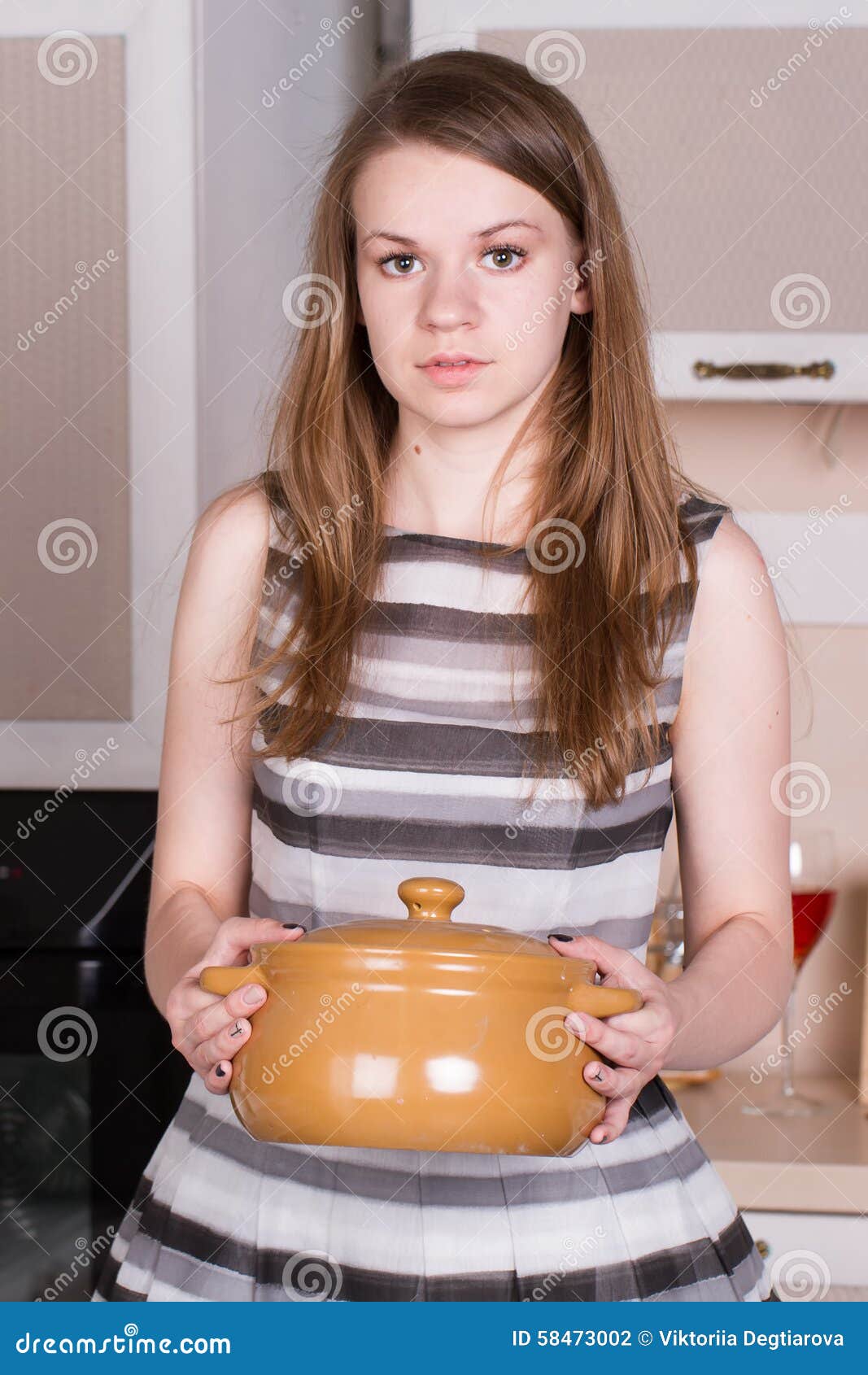 Happy Ordinary Woman With Pan Stock Photography | CartoonDealer.com ...