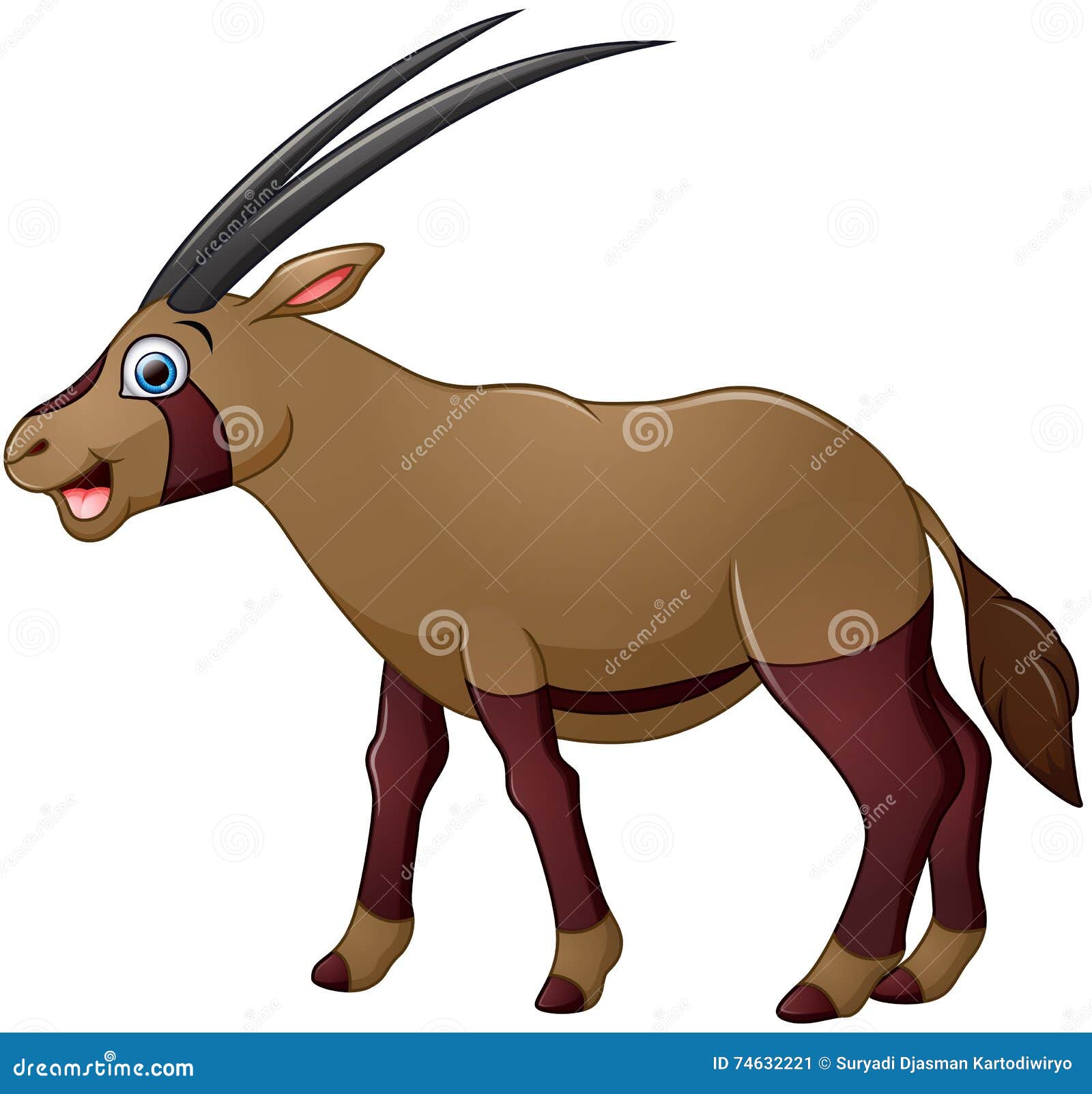 Happy Oryx Cartoon Isolated on White Background Stock Vector ...