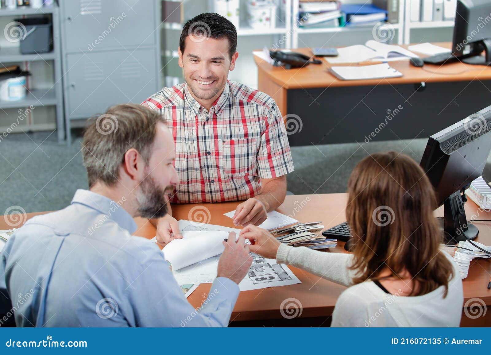 Happy outlook in office stock image. Image of dealing - 216072135