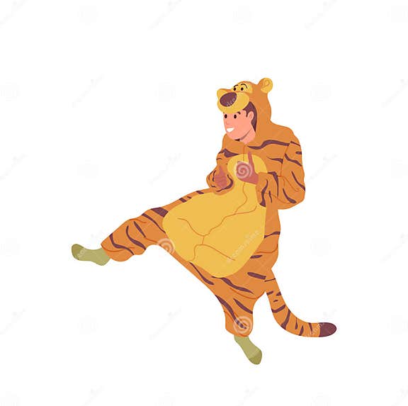 Happy Overjoyed Teen Boy Cartoon Character Wearing Tiger Kigurumi ... Happy Overjoyed Teen Boy Cartoon Character Wearing Tiger Kigurumi ...