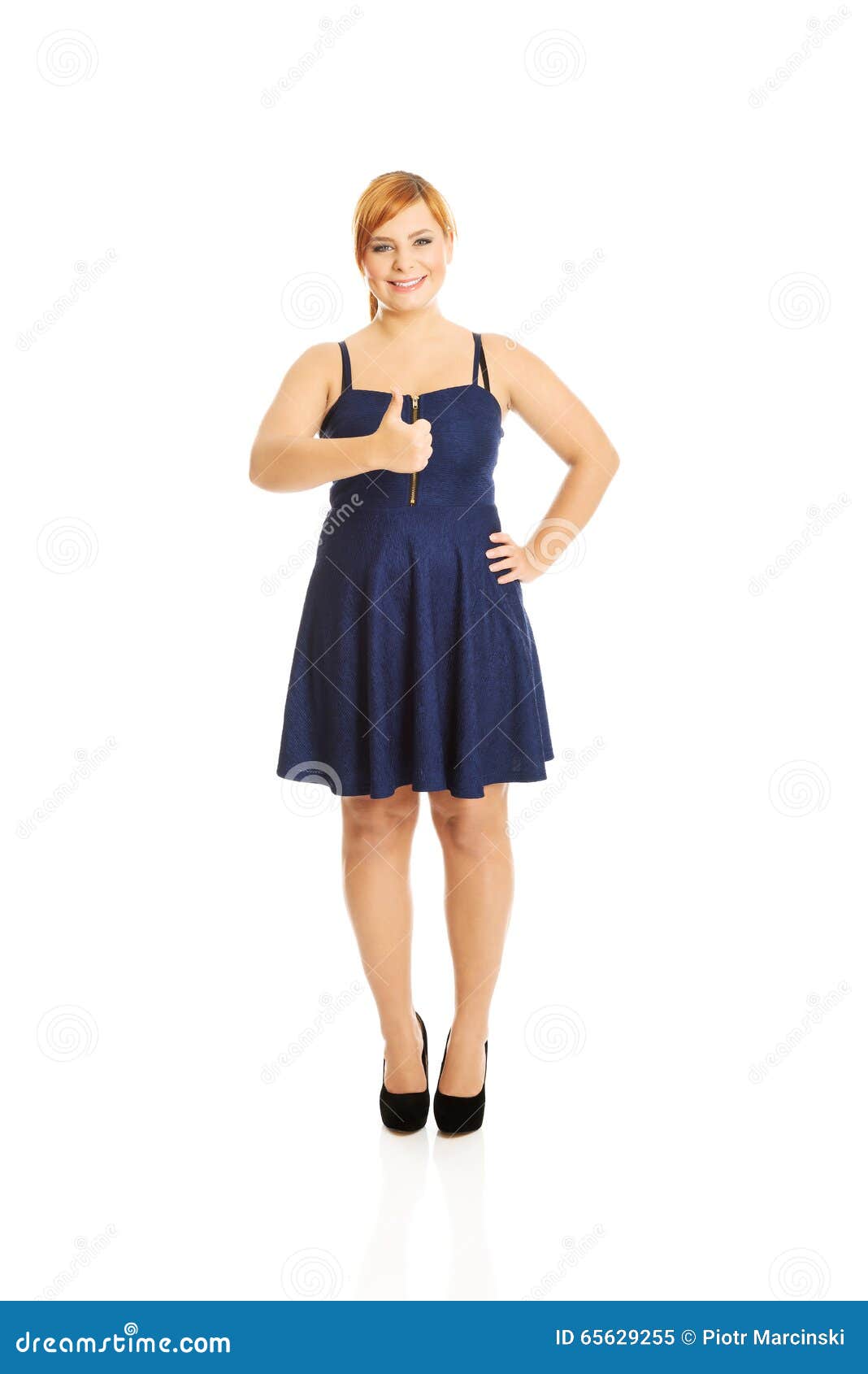 Happy Overweight Woman with Thumbs Up Stock Image - Image of people ...