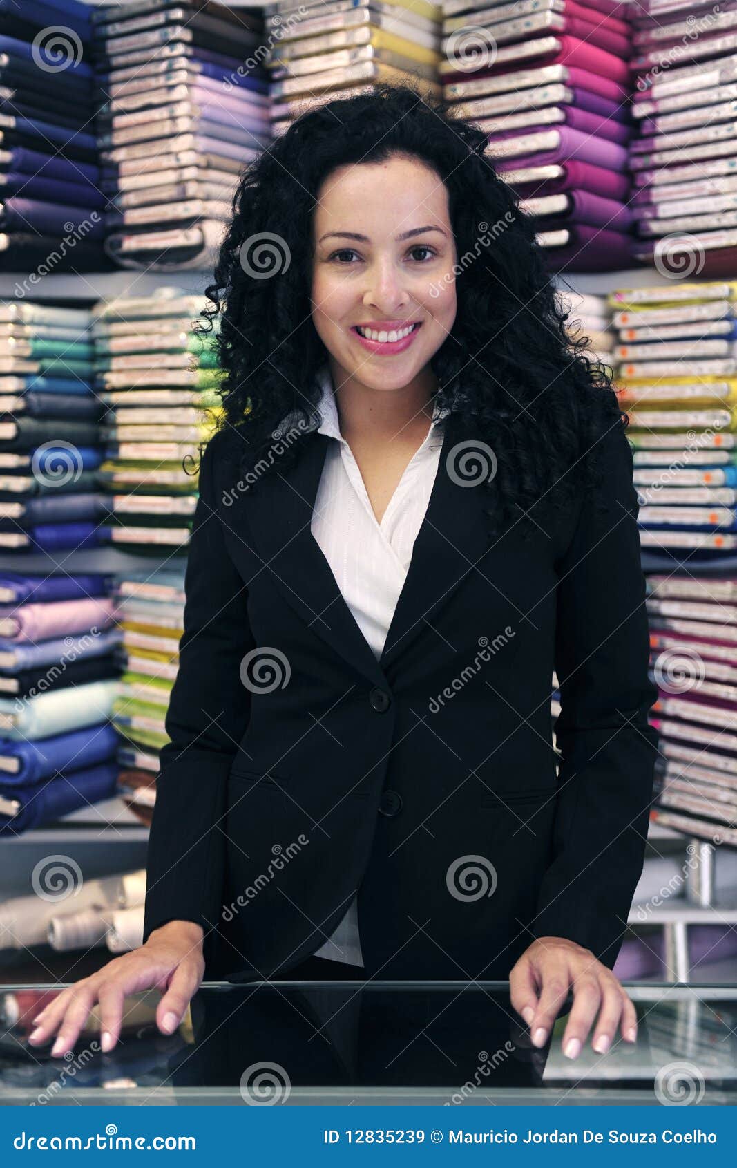 Happy Owner of a Fabric Store Stock Image - Image of fashion, colour ...