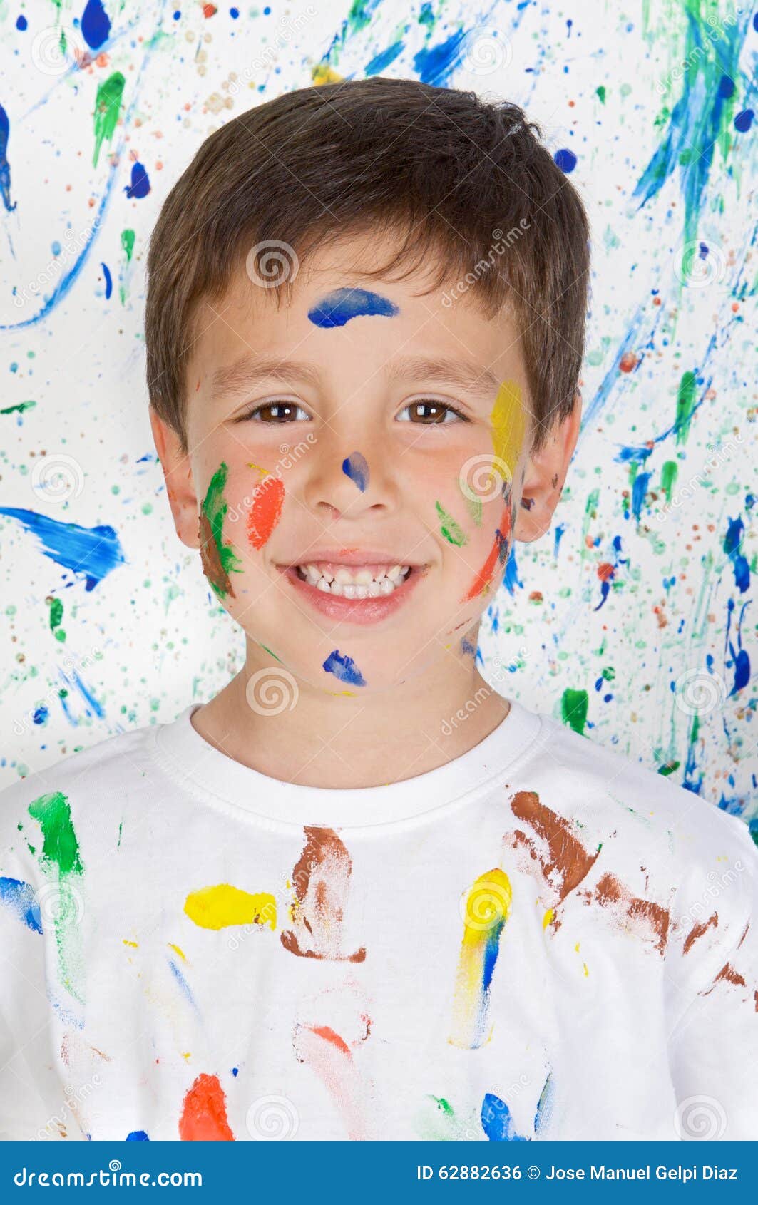 Happy and painted child stock photo. Image of creativity - 62882636